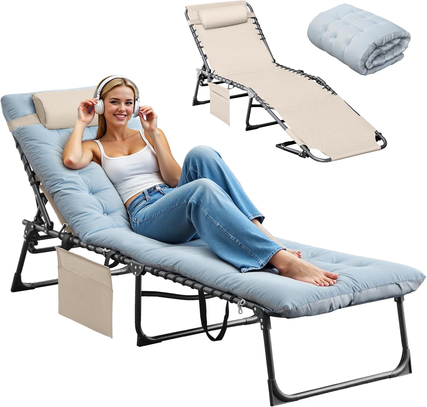 Flamaker Outdoor Face Down Chaise Lounge Chair with Arm Hole ...