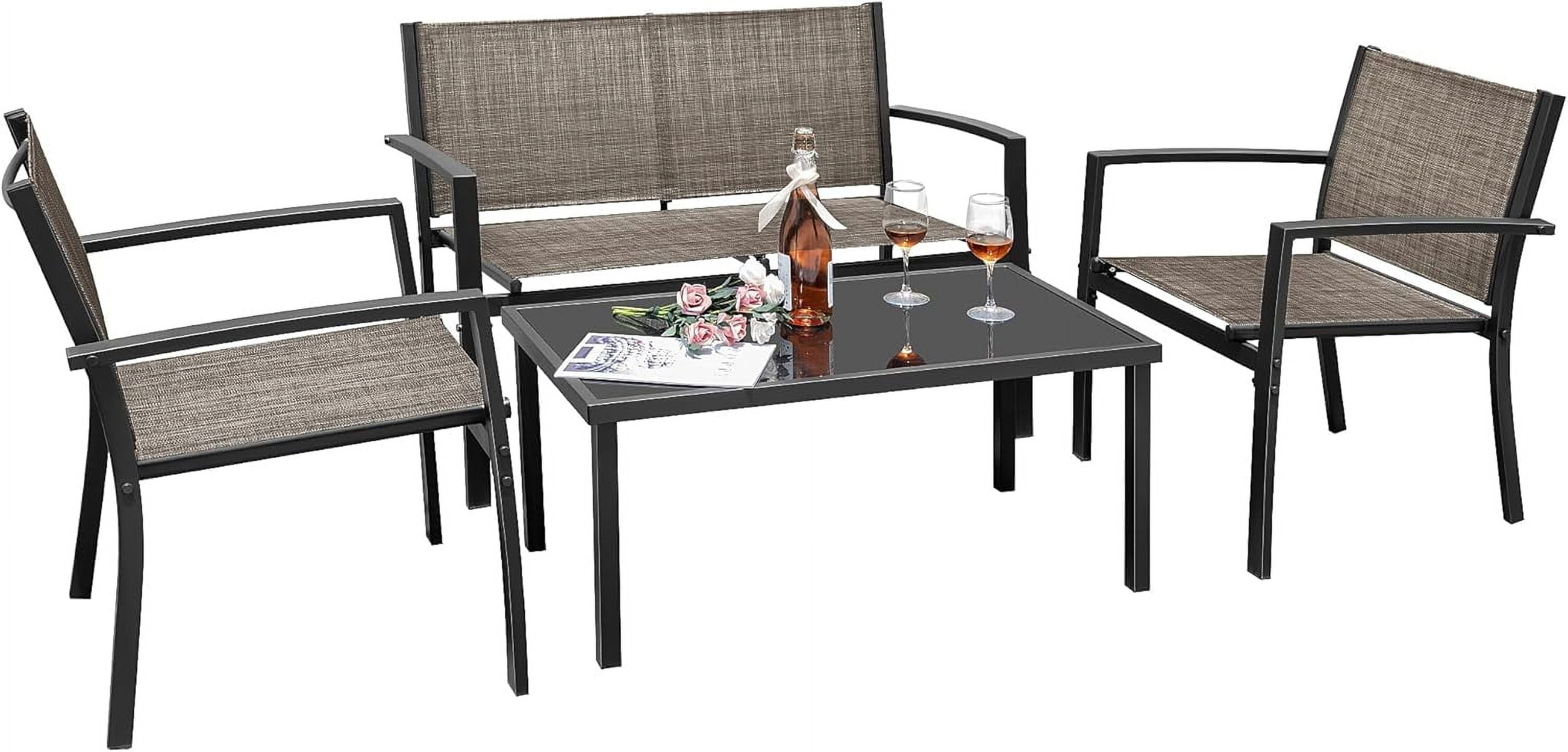 Flamaker Outdoor Patio Furniture Textilene Modern Conversation Set with ...