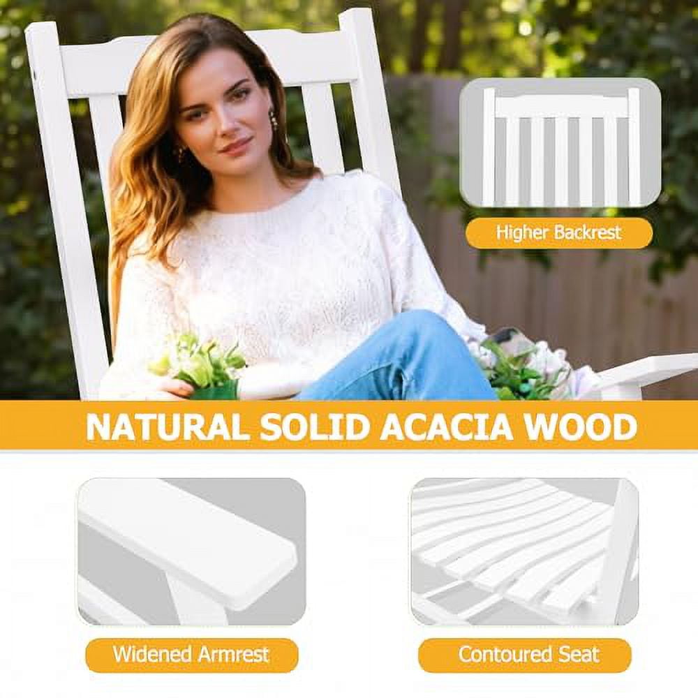 Flamaker Outdoor Rocking Chair Oversized Wooden Patio Chairs with ...