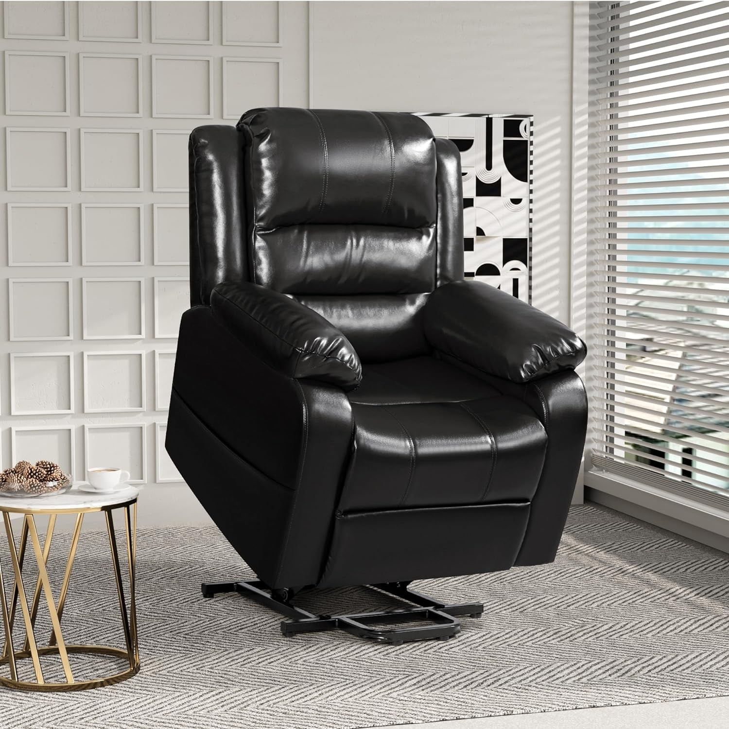 Flamaker Power Lift Recliner Chair PU Leather for Elderly Ergonomic ...