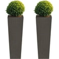 Flamaker Resin Rattan-Design Planters Set of 2, 32'' Tall Flowerpot ...