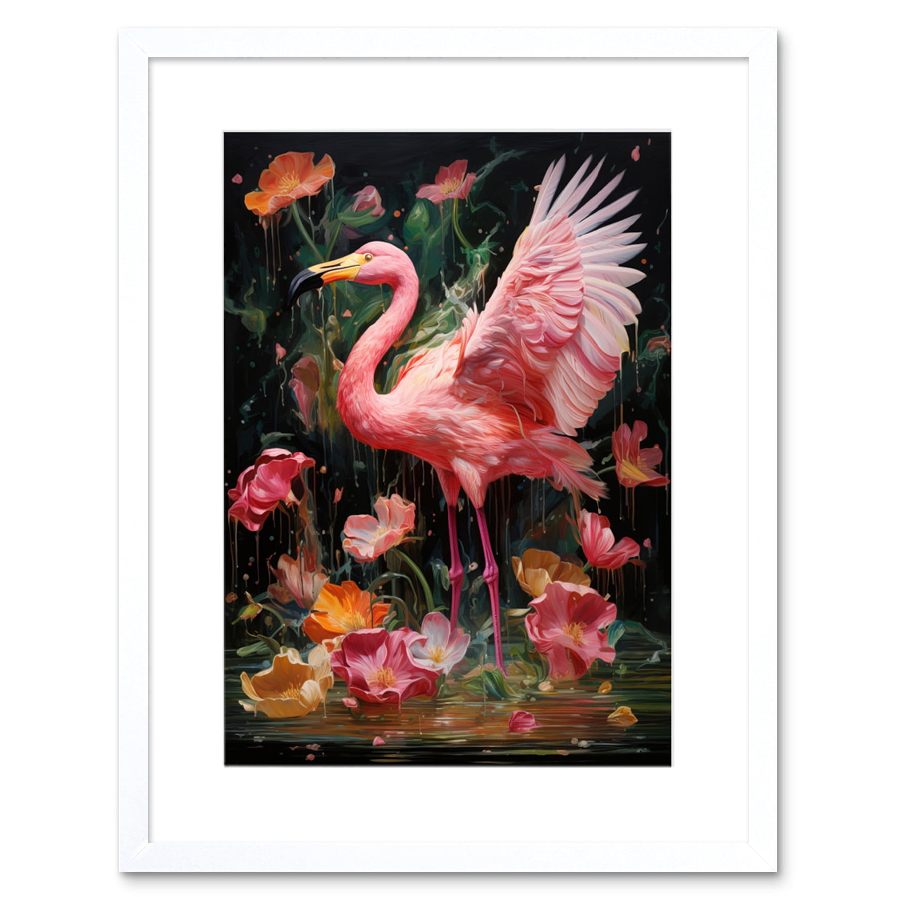 Flamboyant Flamingo Feathers Artwork Bird in the Rain Vibrant Pink ...
