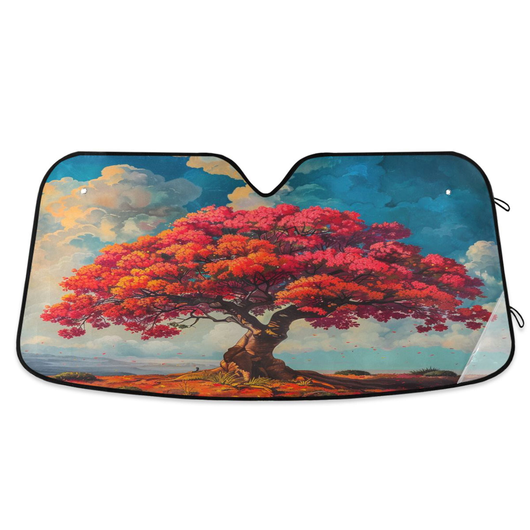 Flamboyant Tree Windshield Sun Shade Automobile Visor Accordion Folding ...