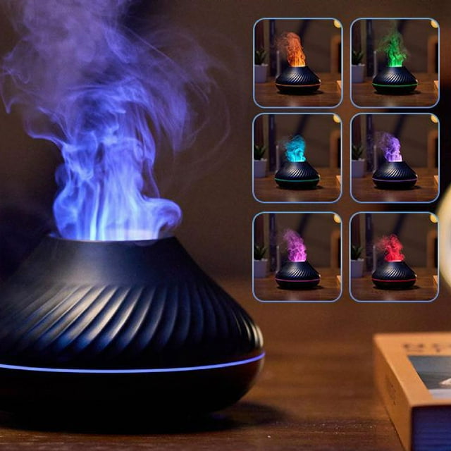 DERCLIVE 130ML Essential Oil Flame Diffuser Humidifier with Fire LED ...