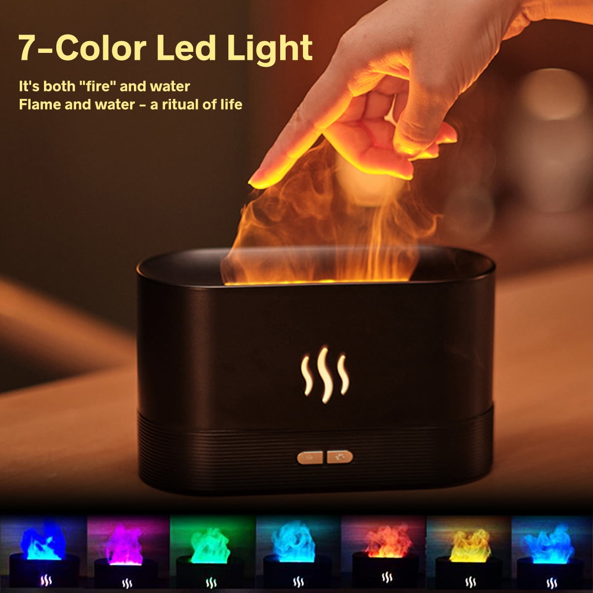 Flame Air Humidifier Essential Oil Diffuser 180ml, Oceantree 3D USB 7 ...
