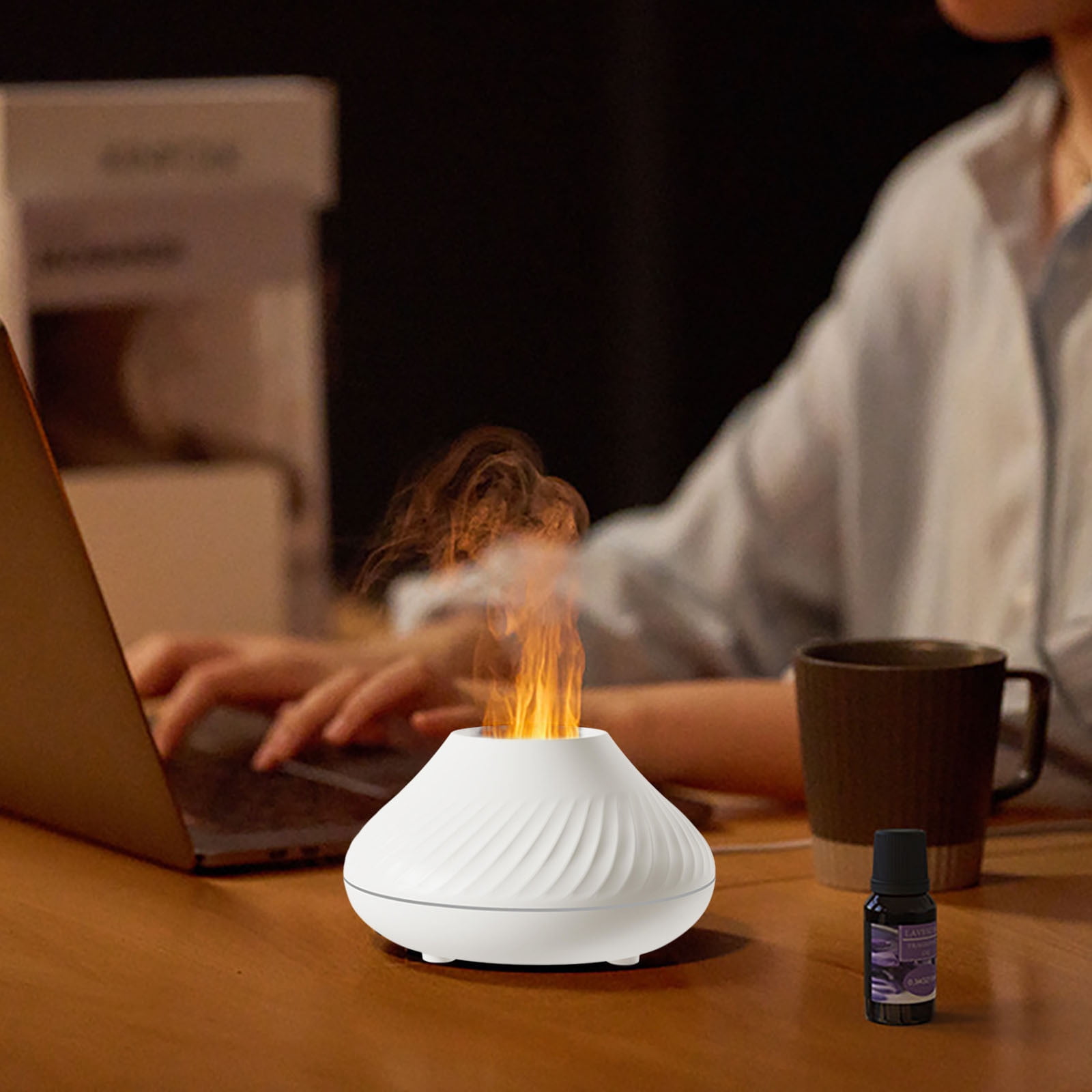 Flame Aroma Diffuser with Simulated Flame Lighting, USB Powered ...