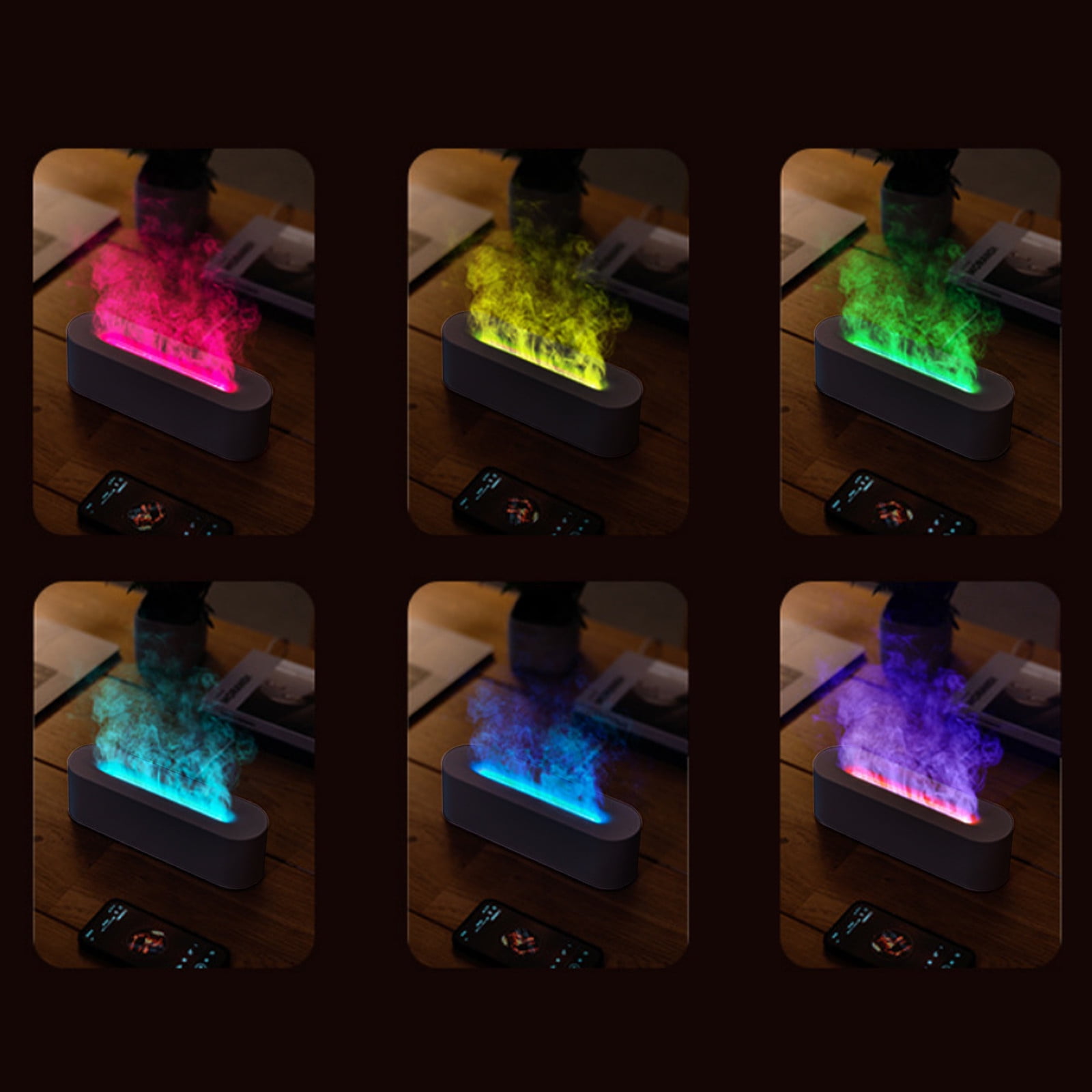 Flame Aromatherapy Humidifier, Aroma Diffuser with 7 Colors Changing ...
