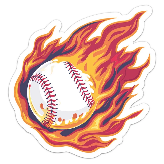 Flame Baseball Ball Sticker Phone Decal Water Bottle Stickers Car ...