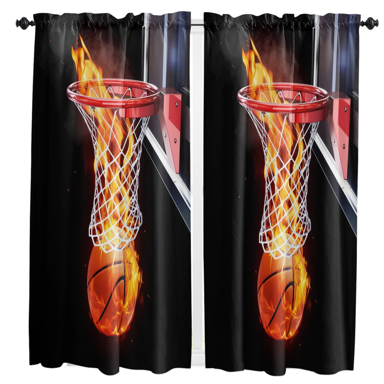 Flame Basketball Ball Box Curtains in the Kids Bedroom Living Room Hall ...
