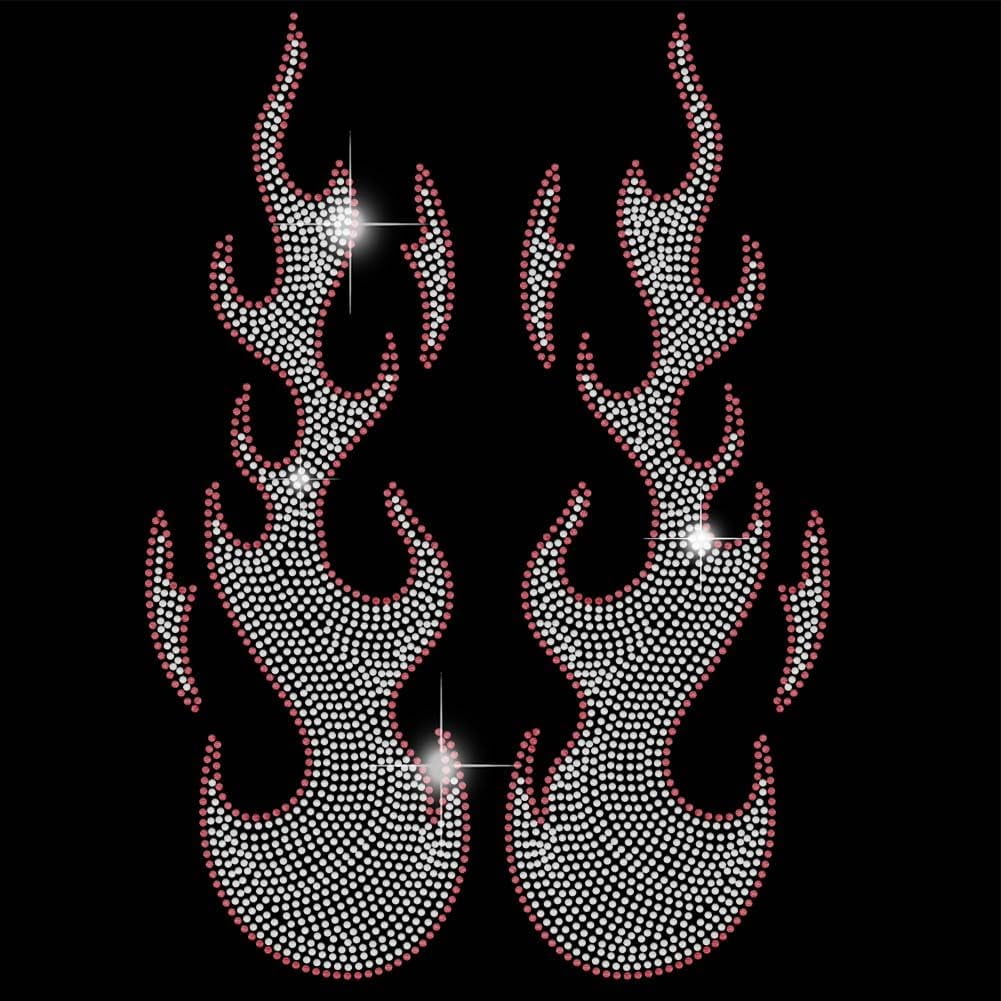 Flame Bling Rhinestone Iron on Transfers White Flame Rhinestone Iron on ...