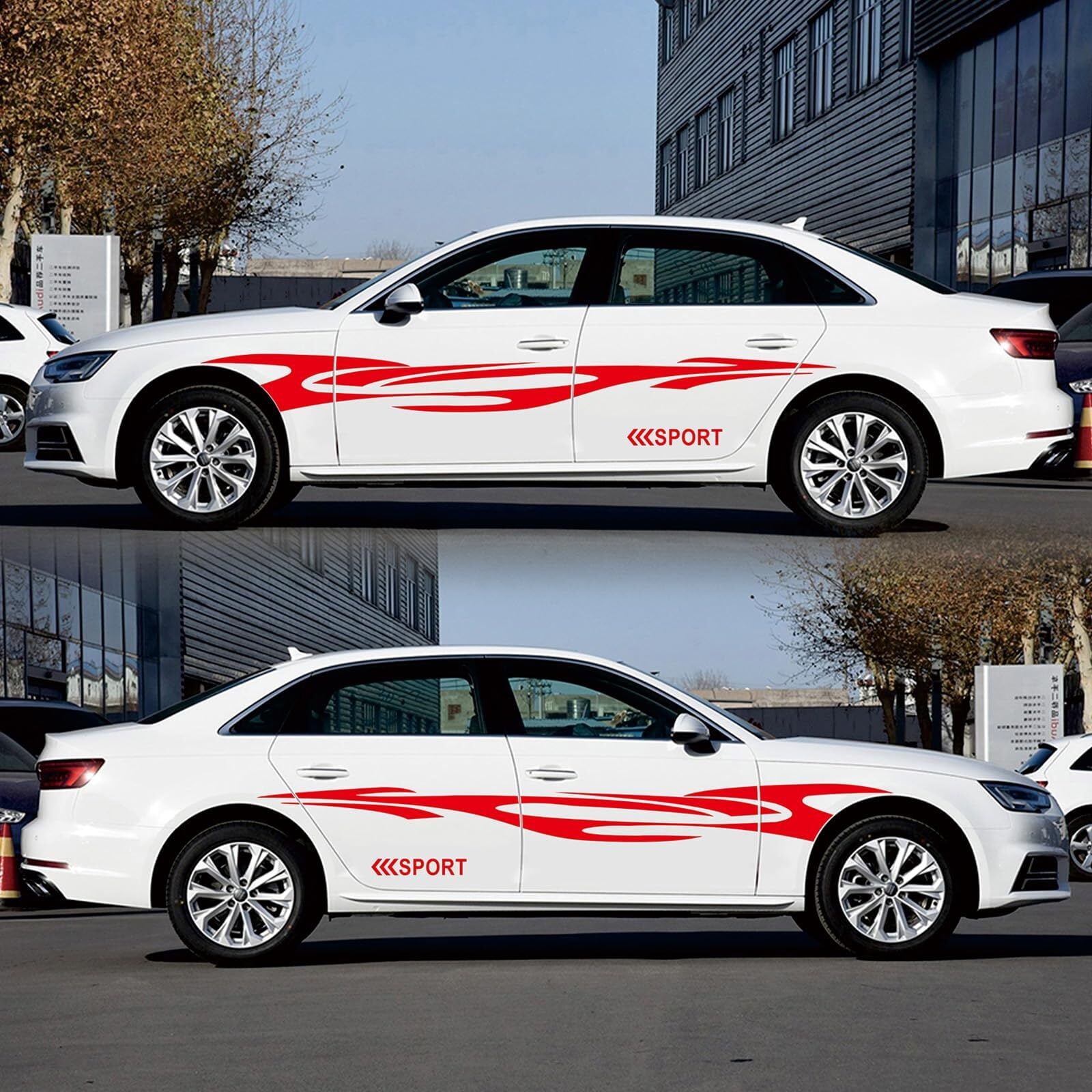 Flame Car Body Decal Long Stripe Graphic Racing Sports Car Side ...