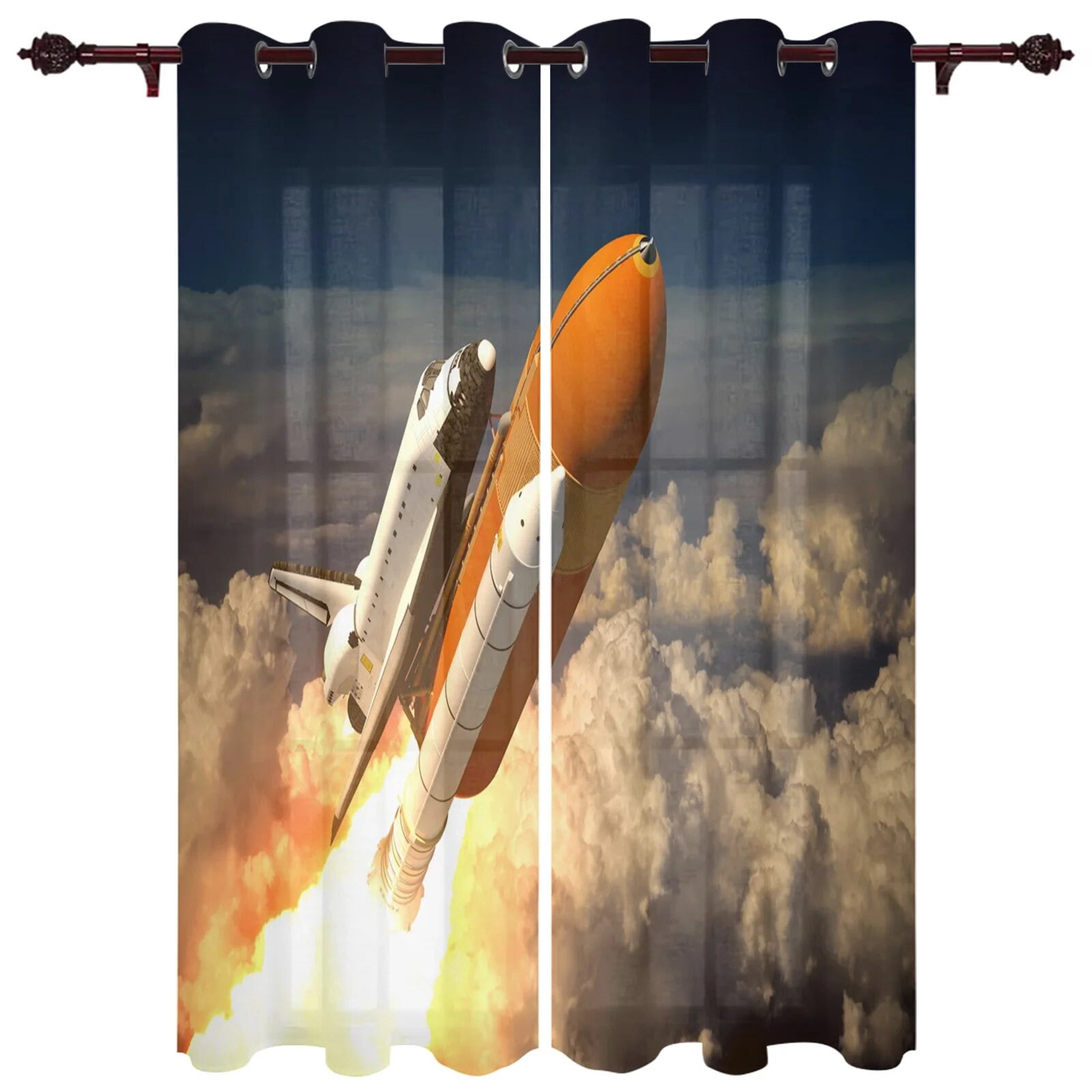 Flame Cloud Sky Pattern Valance Window Curtains For Living Room Bedroom ...