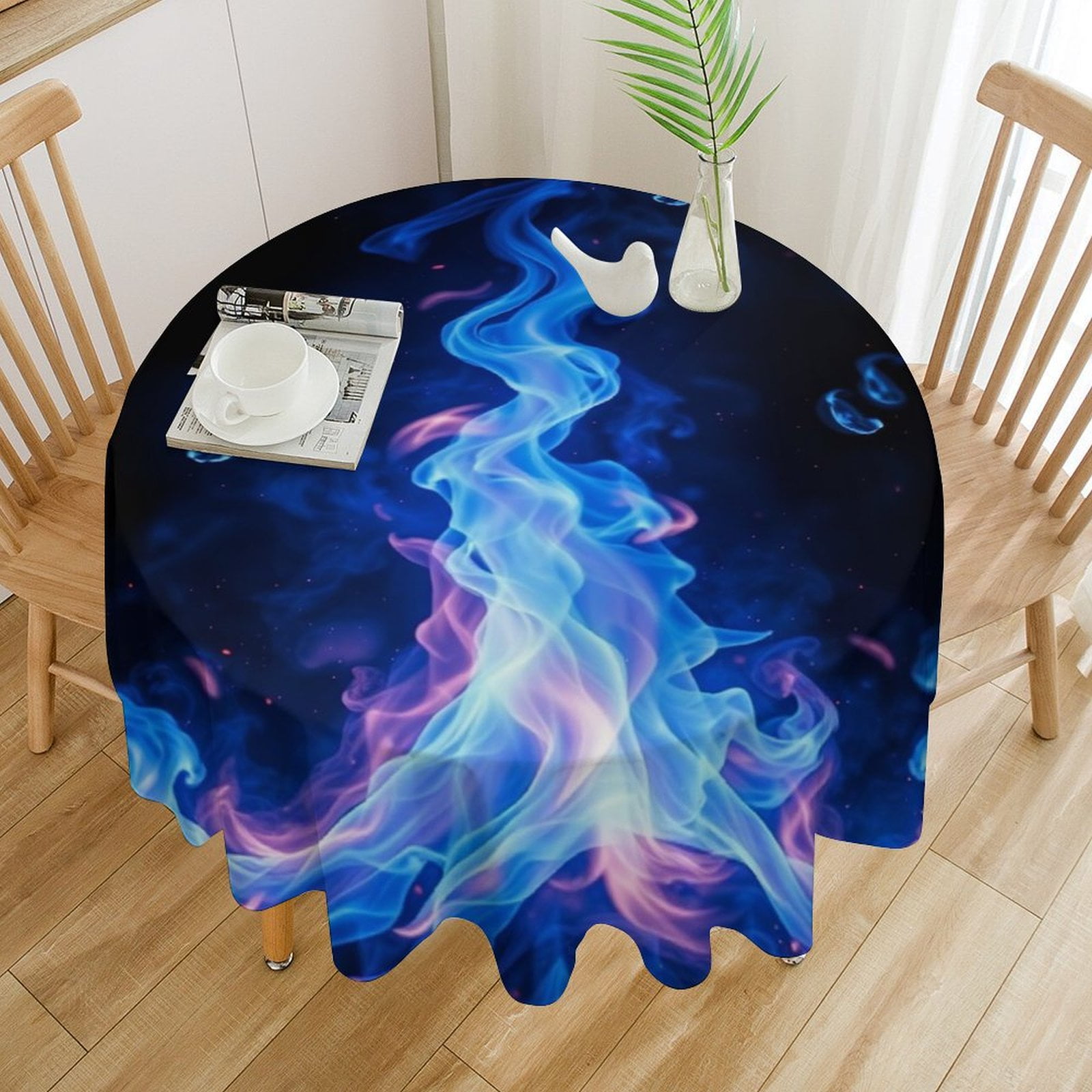 Flame Combustion Table Cloth Round PVC Wedding Kitchen Dining Desk ...