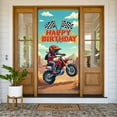 Flame Design Banner Checkered Flag Motorcycle Birthday Display Racing ...