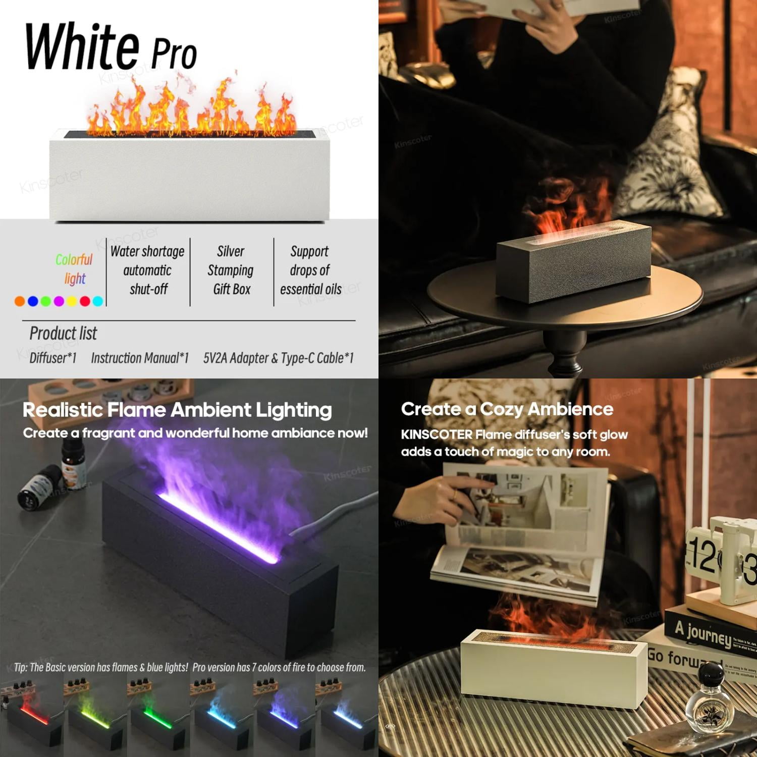 Flame Diffuser Air Humidifier Ultrasonic Cool Mist Maker Fogger LED ...