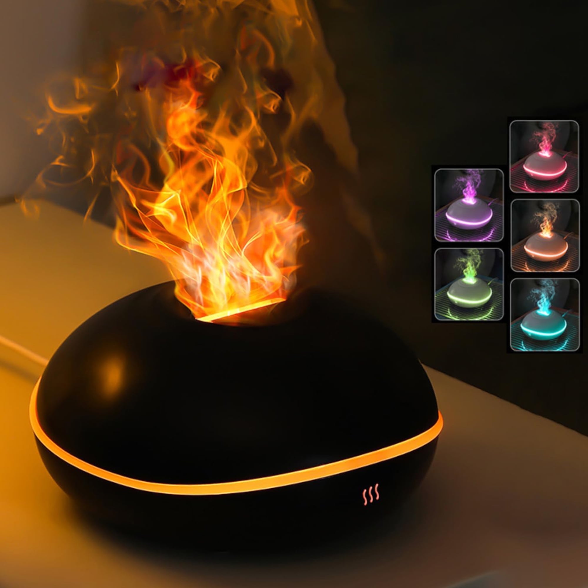Arsvita Flame Diffuser,Cool Mist Humidifiers,7 Flame Light Colors ...