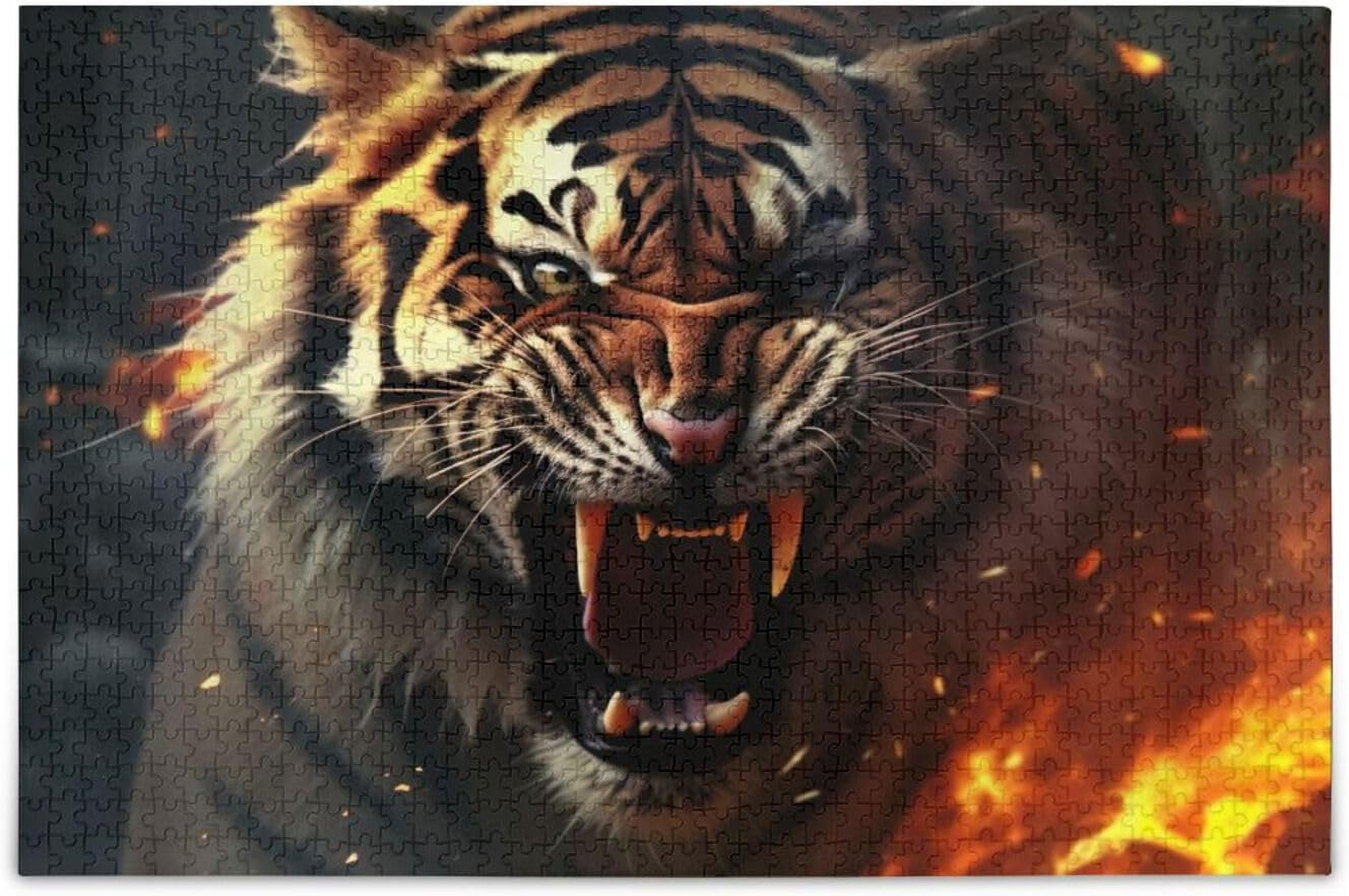 Flame Fierce Tiger Jigsaw Puzzles for Adults 500 Pieces, Decompression ...