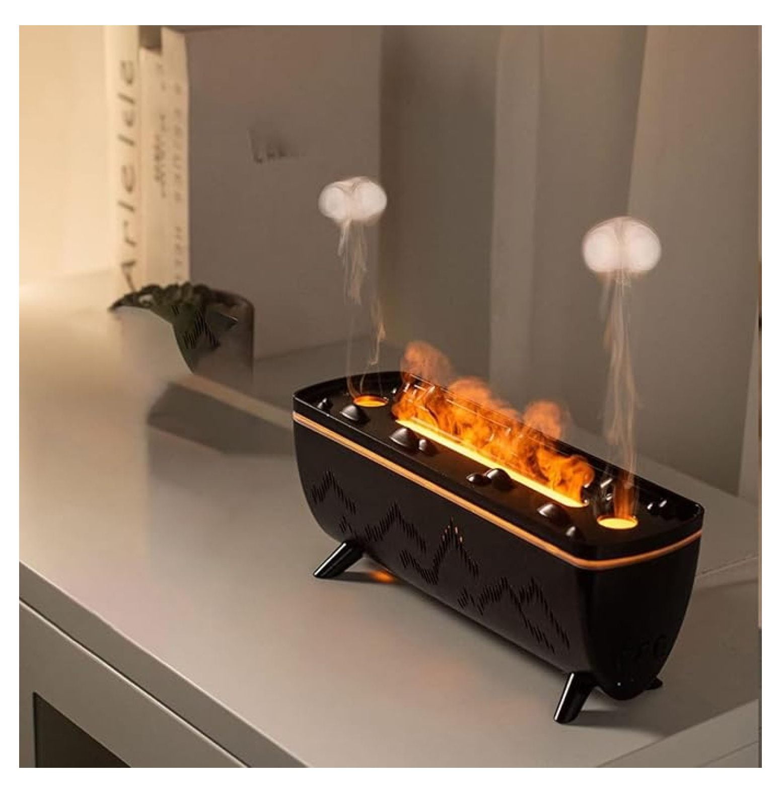 Flame Fire Diffuser Humidifier, 3 Colors Changing Oil Diffuser,Flame 2 ...