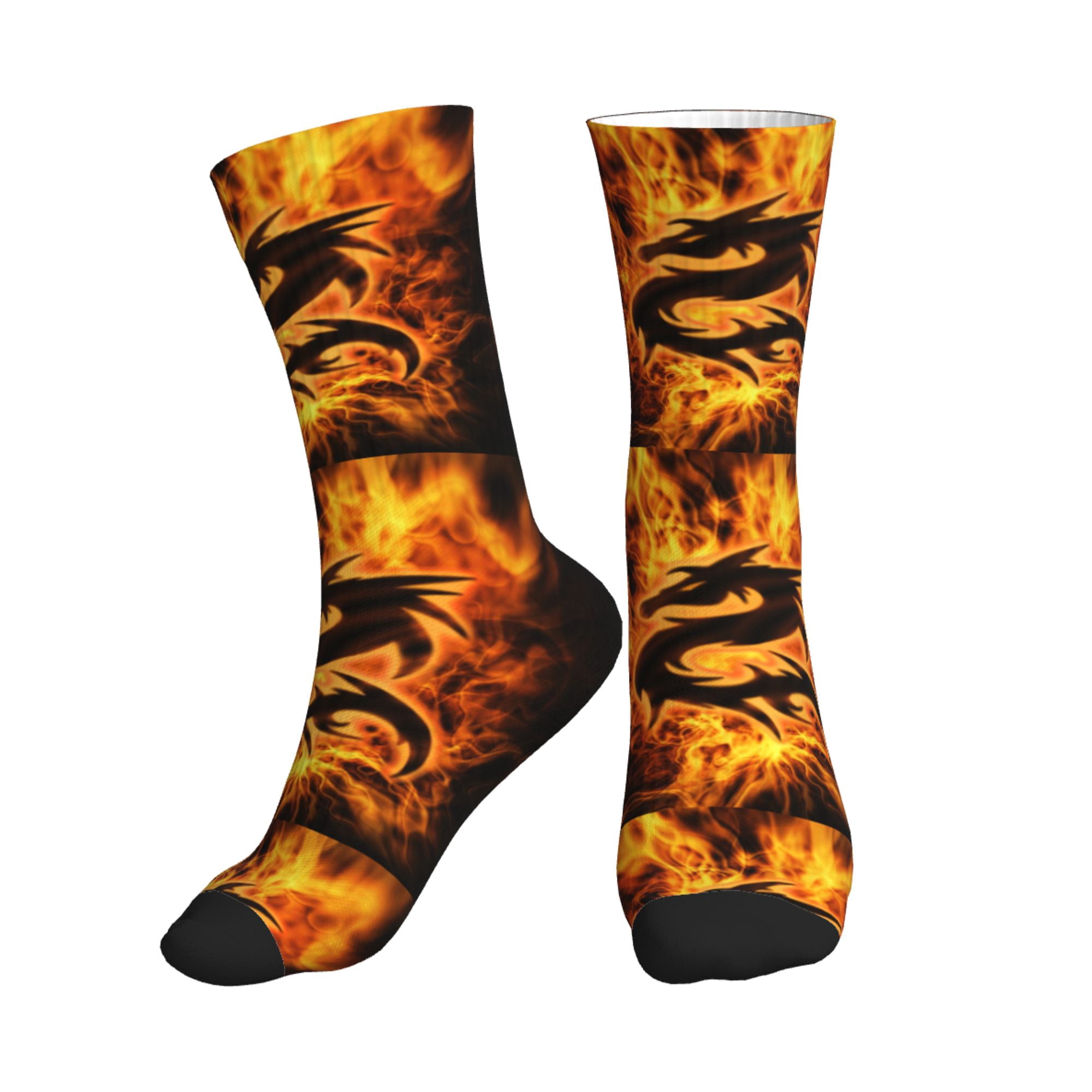 Flame Fire Dragon Funny Socks For Men & Women-Gifts For Golfing,Hunting ...