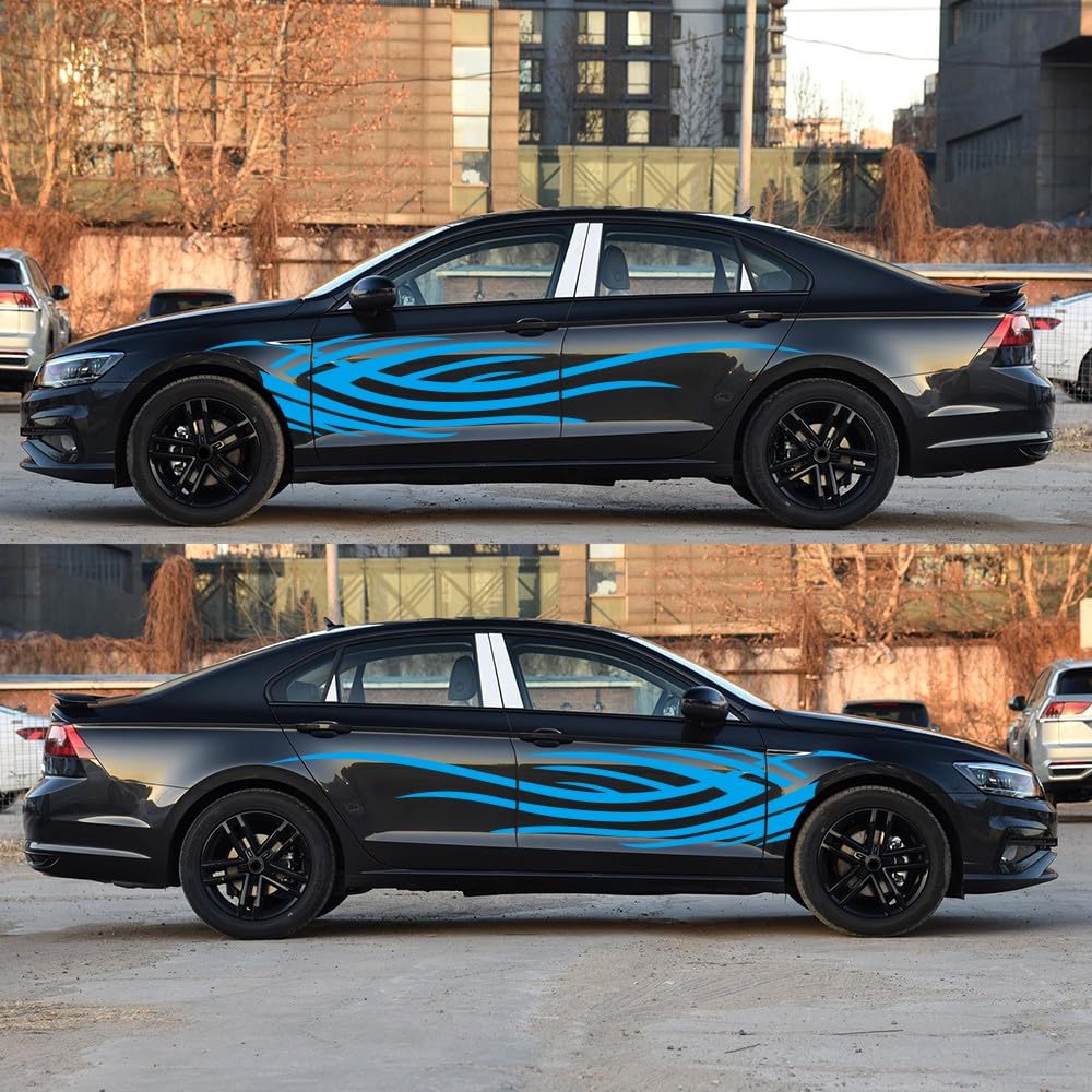 Flame Graphic Car Body Decals, Self-Adhesive Flame Stripe Stickers for ...