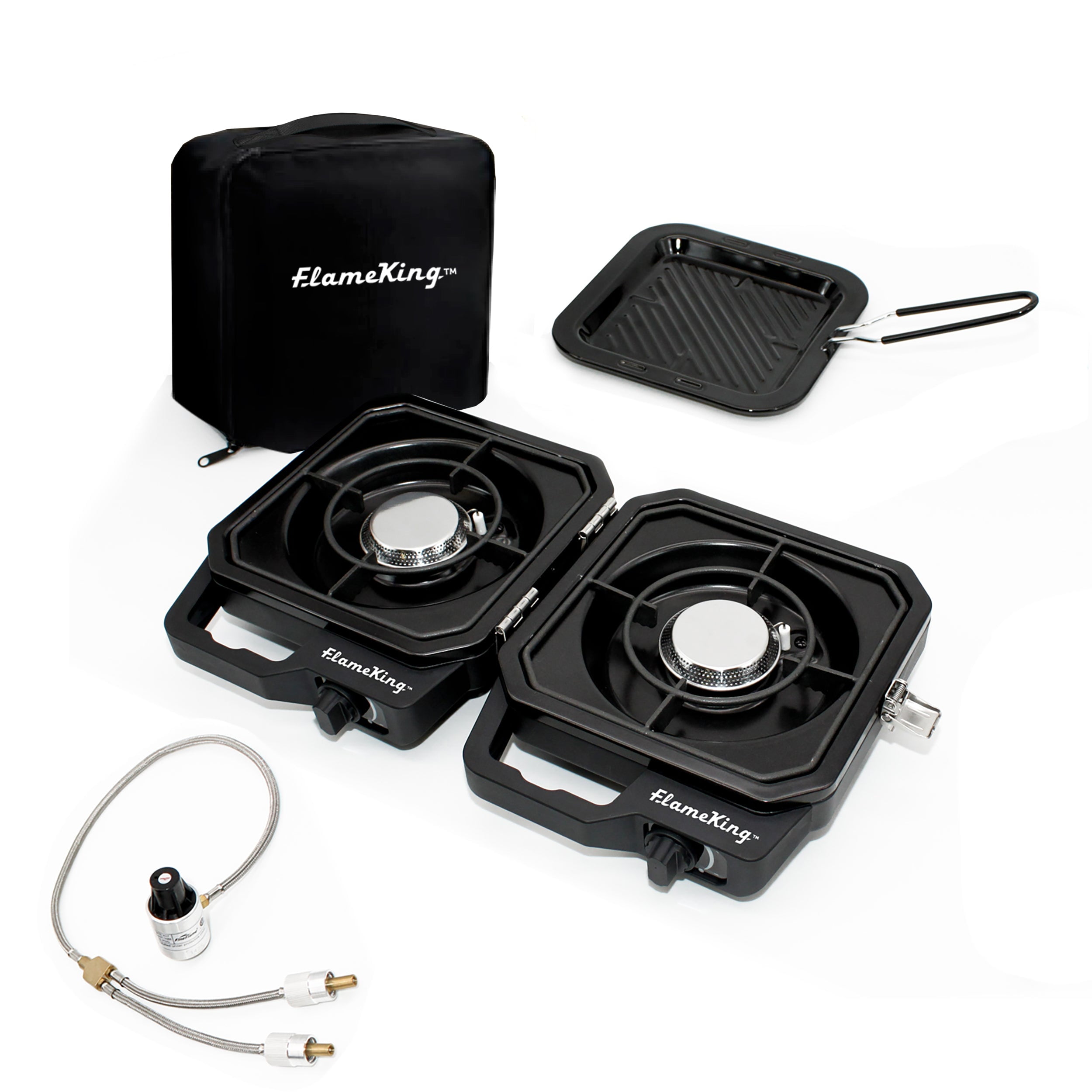 Flame King Campact Cooker™, Dual Burner Propane Camping Stove with ...