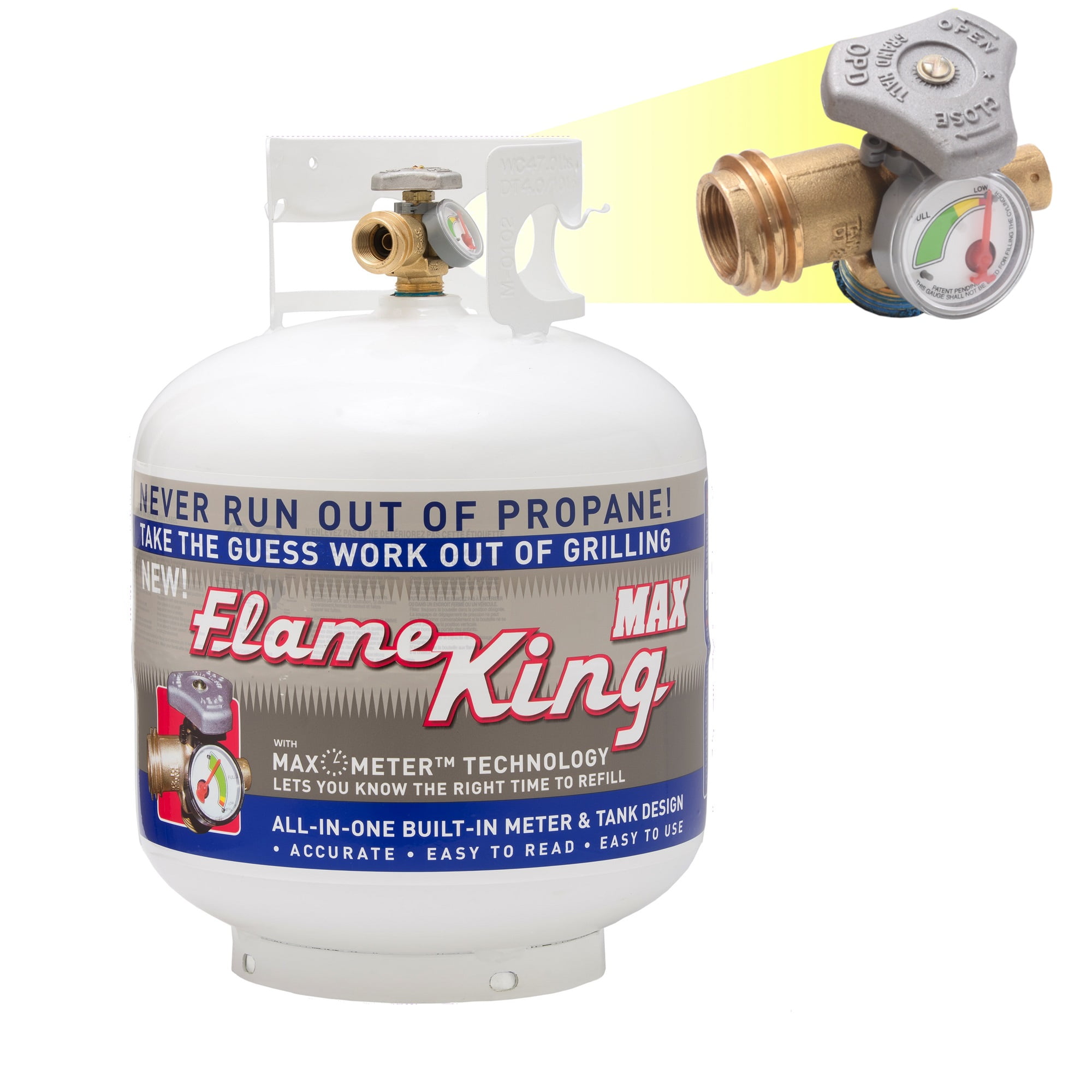 Flame King 20LB Empty Steel Propane Tank with OPD Valve & Built-in Gas ...