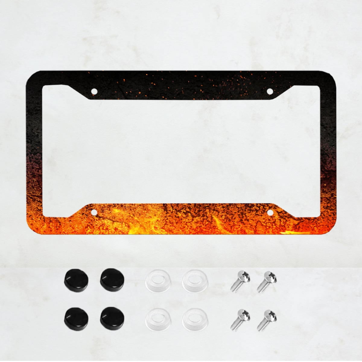Flame License Plate Frame, Black License Plate Frame, Spark License ...