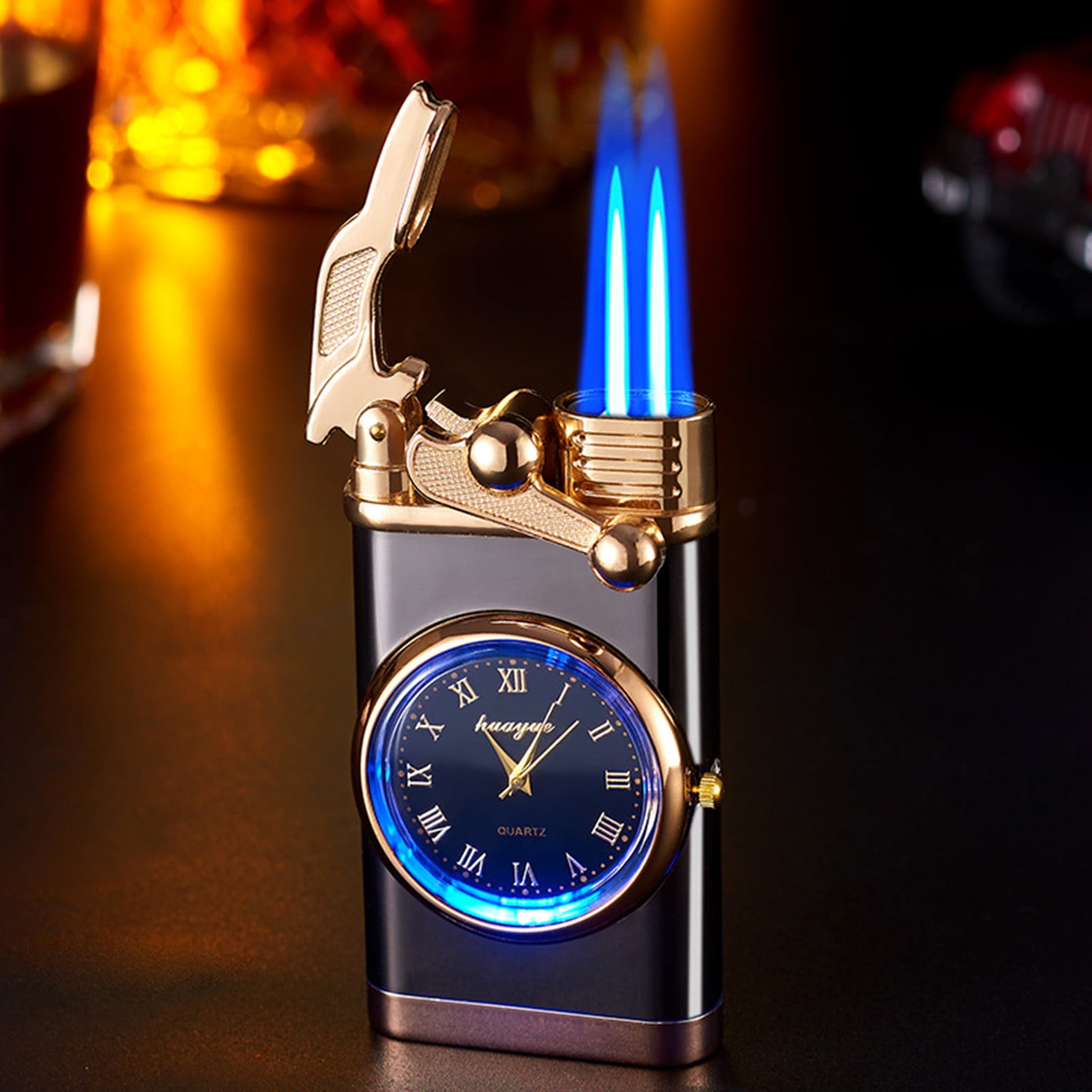 Flame Lighter, Windproof Lighter Vintage Watch Bezel Jet Flame Torch ...