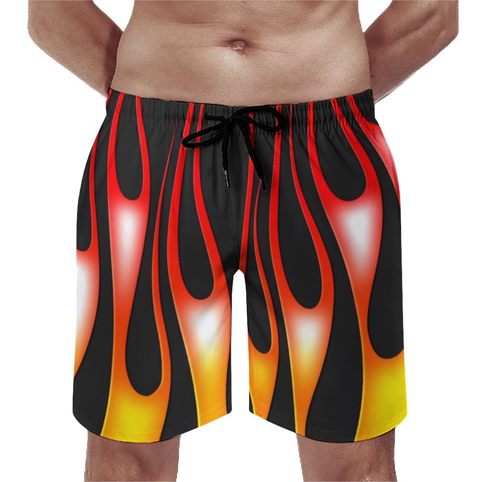 Flame Men's Swim Trunks Beach Pants Hawaiian Bathing Mesh Lining Suit ...