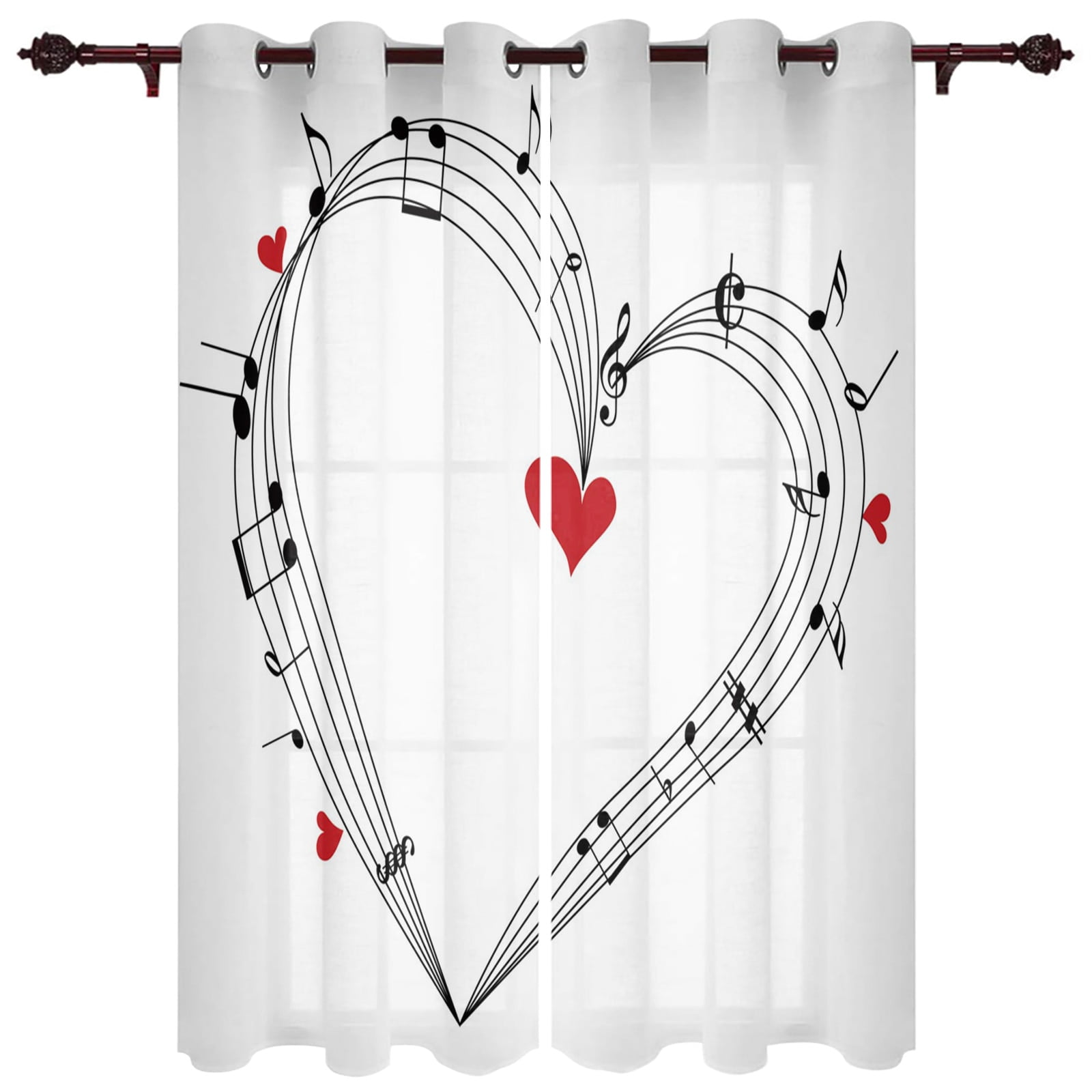 Flame Musical Note Black Bedroom Modern Window Curtain for Living Room ...
