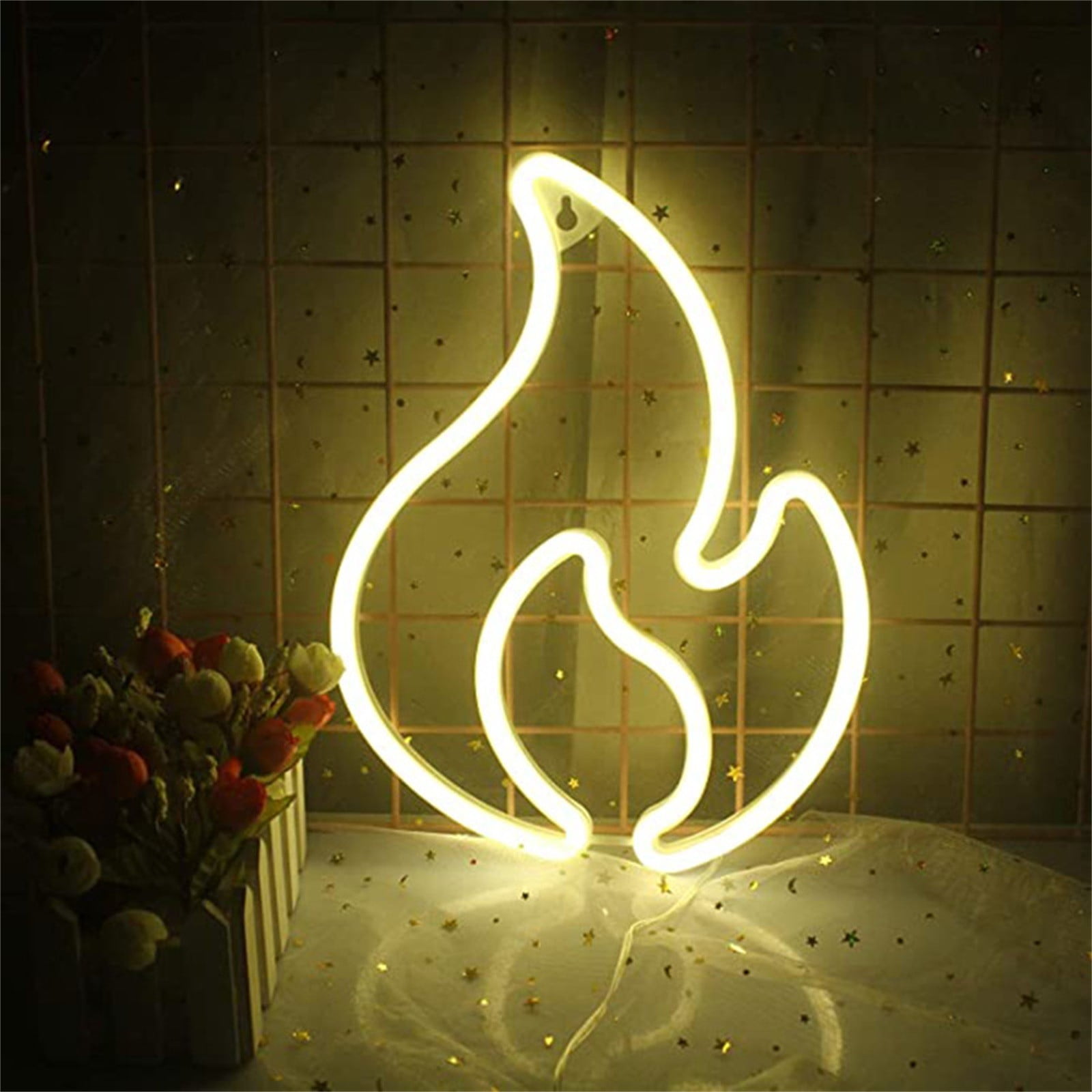 Flame Neon Sign, Flame Led Light Sign for Wall Decor, Hanging Flame ...