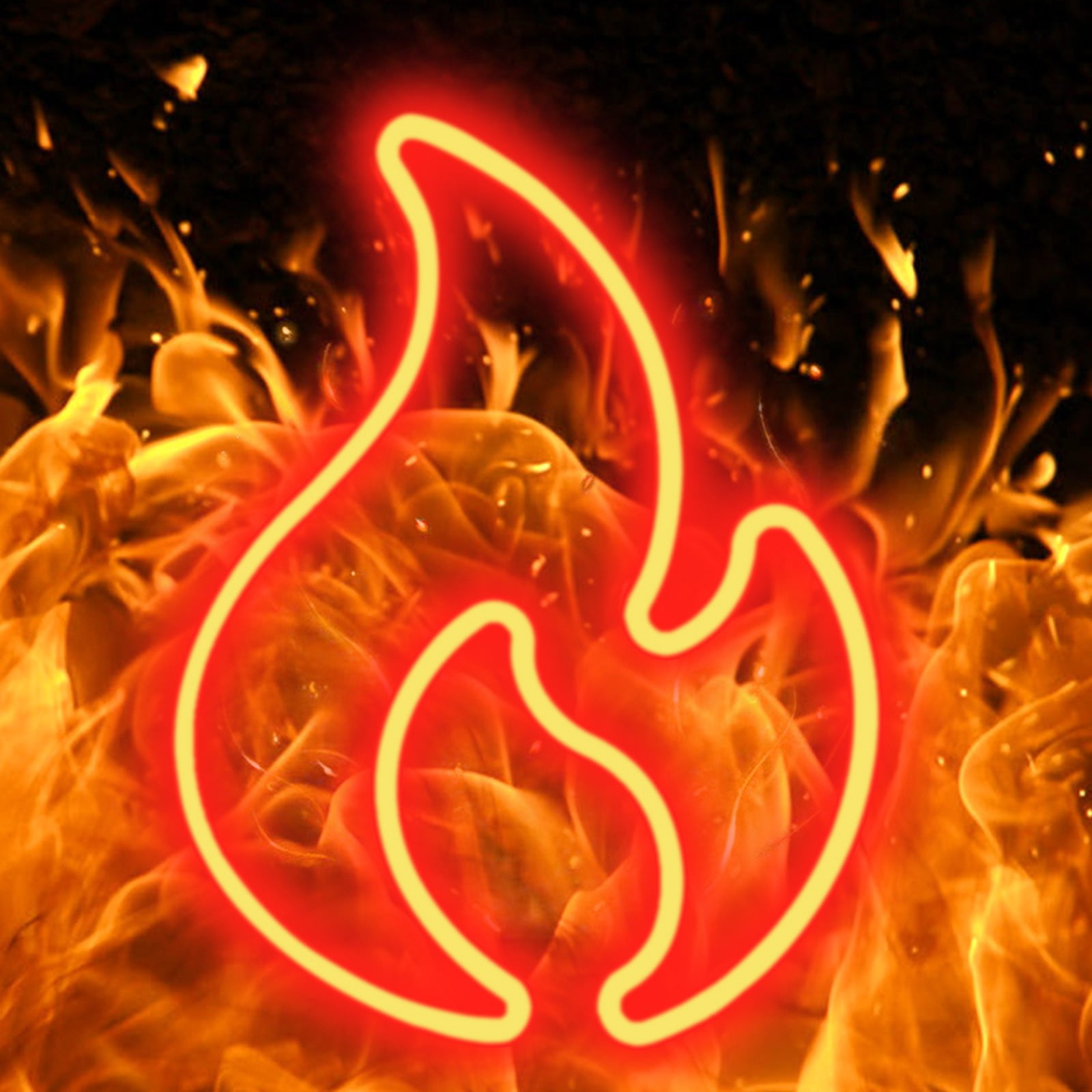 Flame Neon Sign For Bedroom Wall Decor USB Or Battery Powered Fire Neon ...