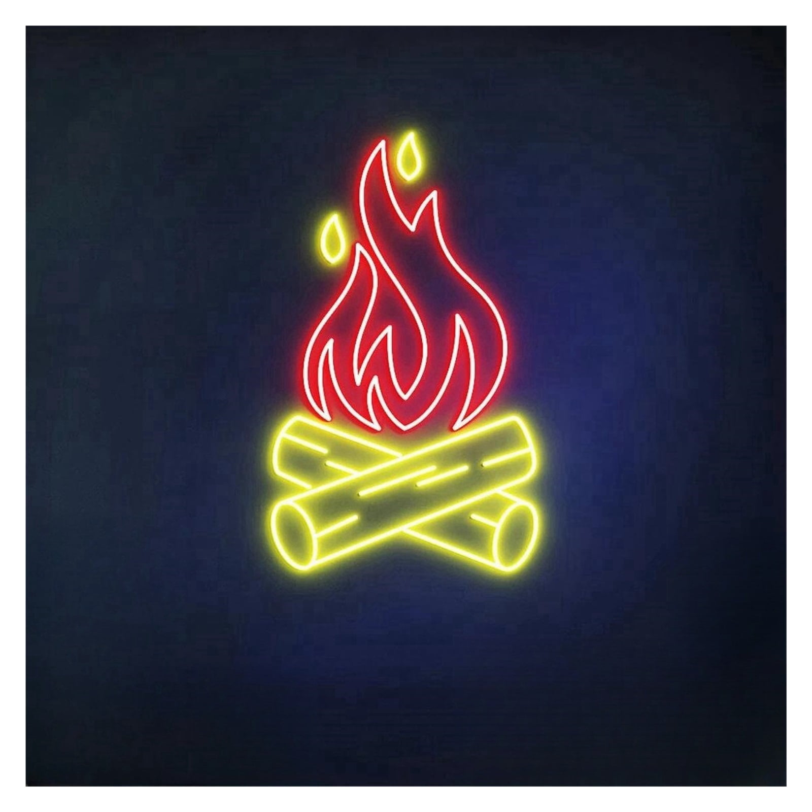 Flame Neon Sign USB Powered Adjustable Brightness Campfire Neon Lights ...