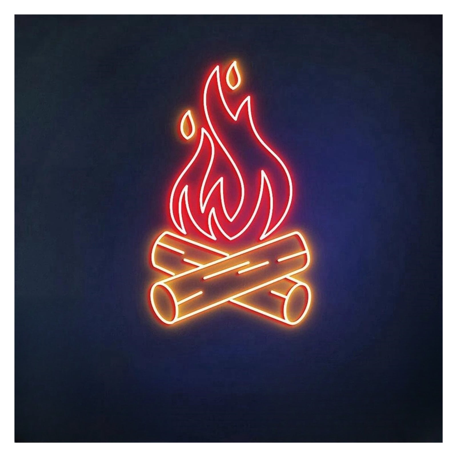 Flame Neon Sign USB Powered Adjustable Brightness Campfire Neon Lights ...