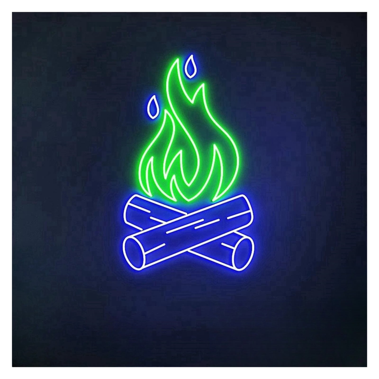 Flame Neon Sign USB Powered Adjustable Brightness Campfire Neon Lights ...