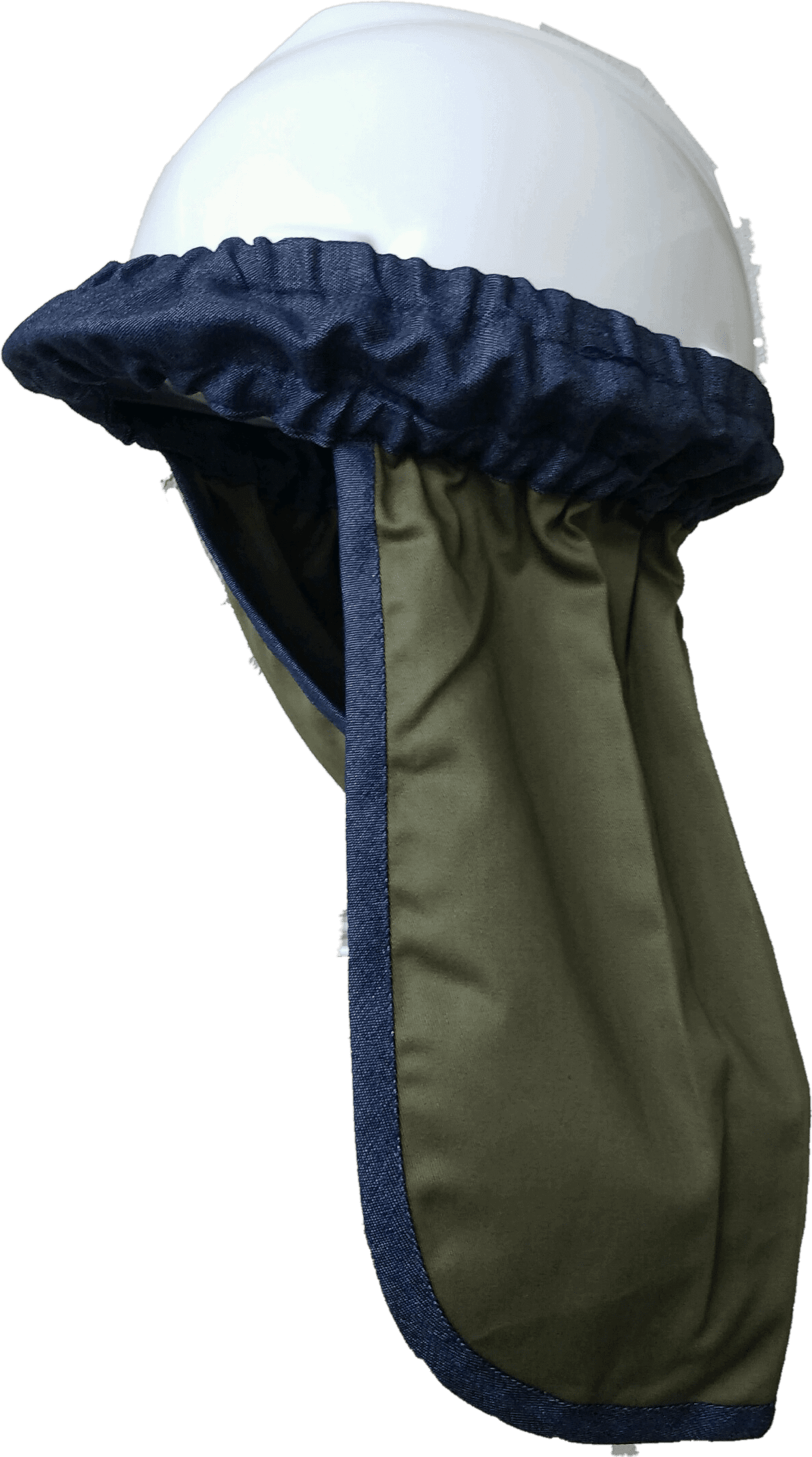 Flame Resistant FR Hat Liner - 100% Cotton (Army Green/Denim Trim ...