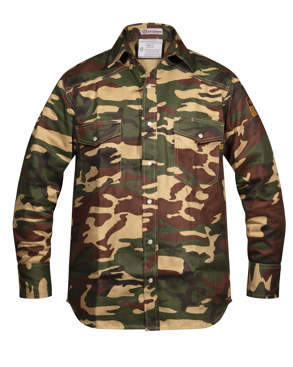 Flame Resistant FR Shirt - 100% C - Light Weight (Medium, Military ...