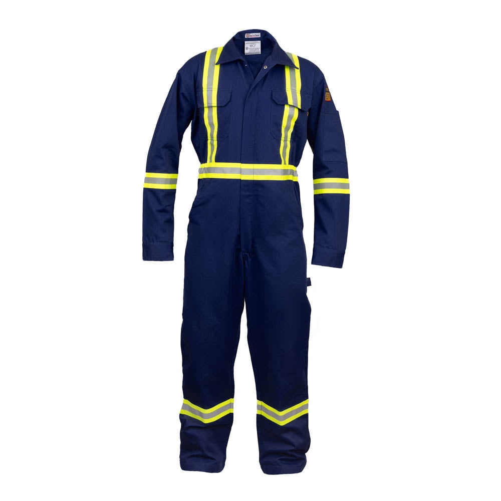 Flame Resistant Hi Vis Reflective Coverall with Leg Zipper (3XL, Navy ...