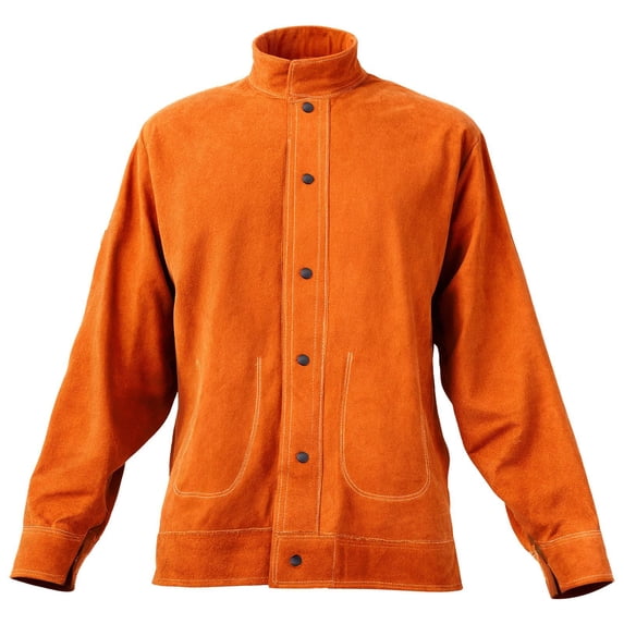 Flame Resistant Welding Jacket - Heavy Duty Leather Welding Safety ...