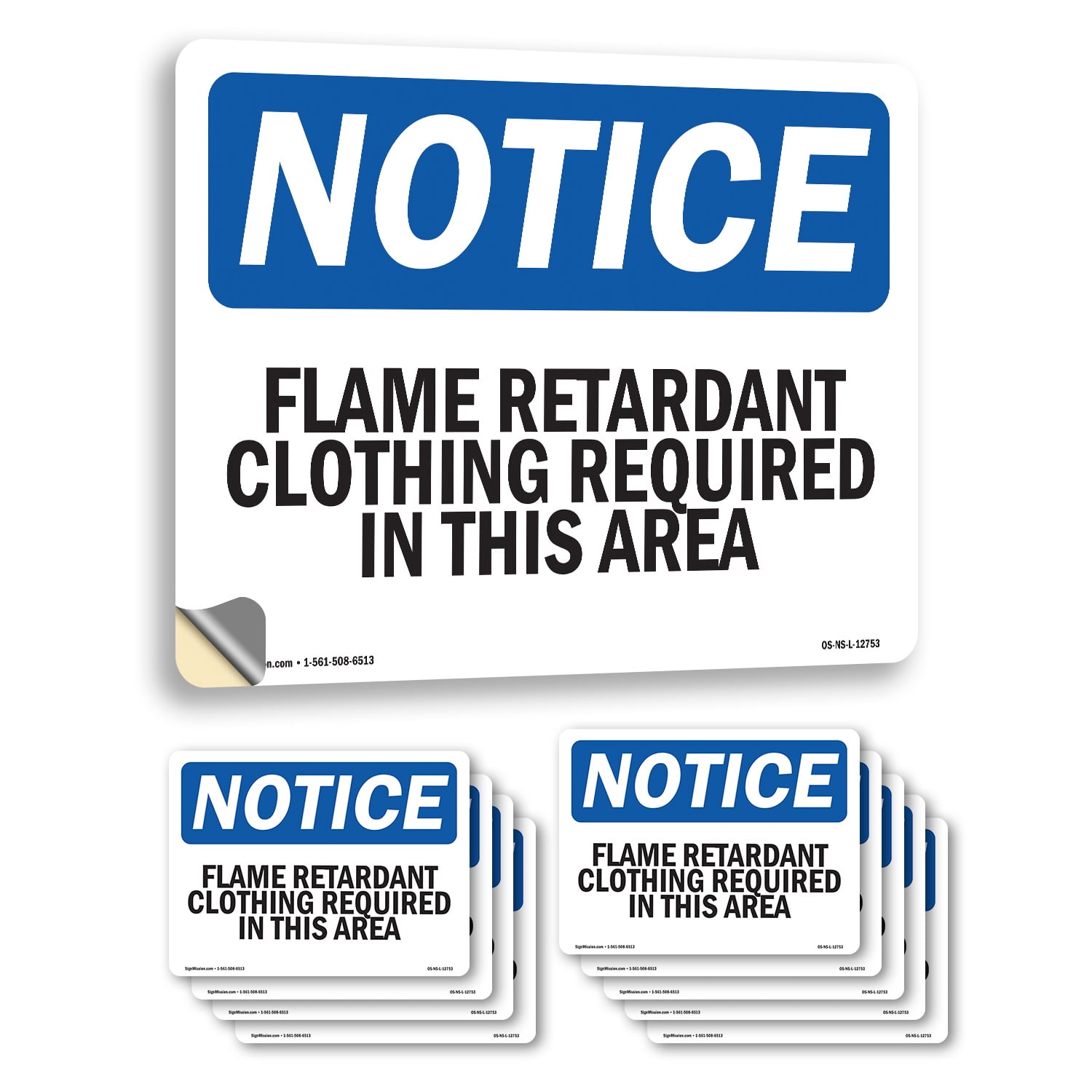 Flame Retardant Clothing Required In This Area OSHA Notice Vinyl Decal ...