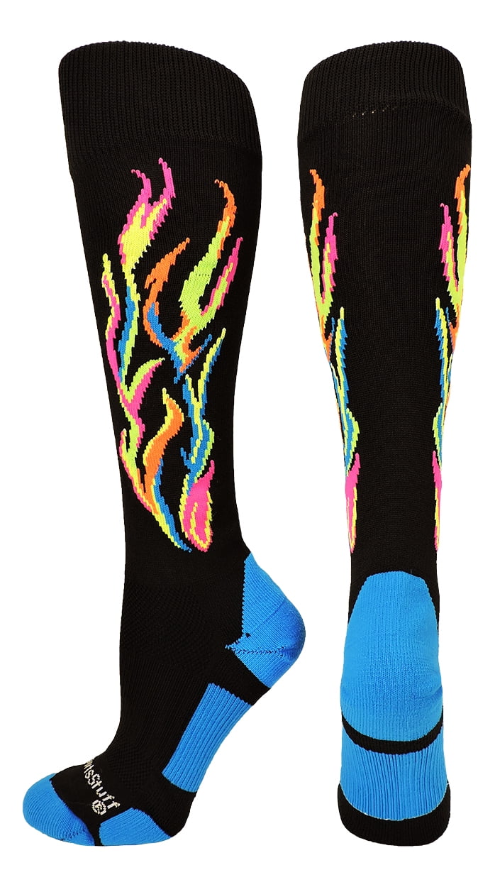 Flame Soccer Style Socks (Multi-Neon/Black, Large) - Walmart.com