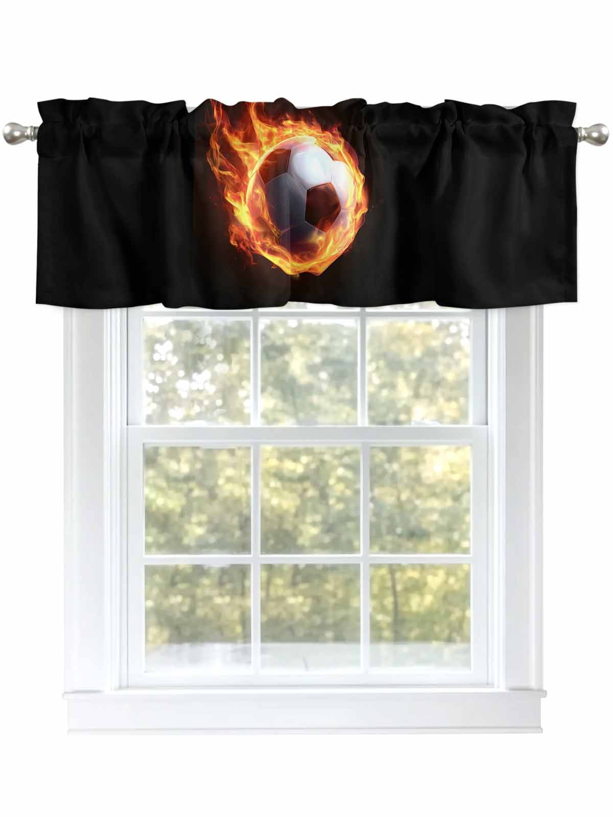 Flame Soccer Valances for Windows Sports Black Background Abstract Art ...