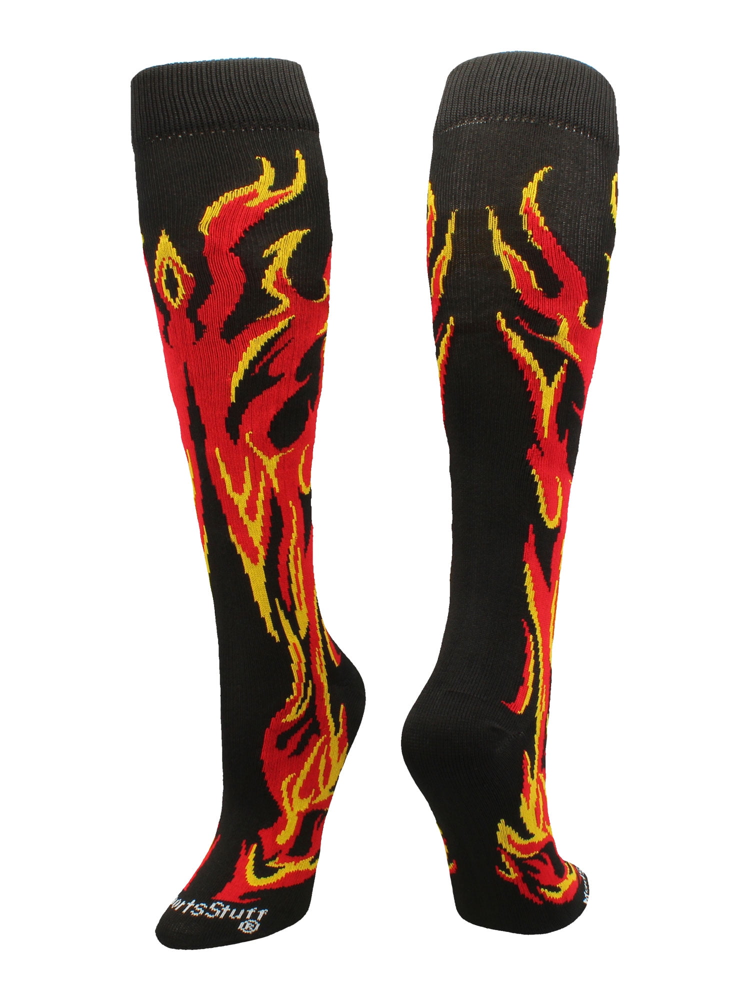 Black/Red/Gold Over-the-Calf Flame Socks – Kids & Youth Athletic Socks ...