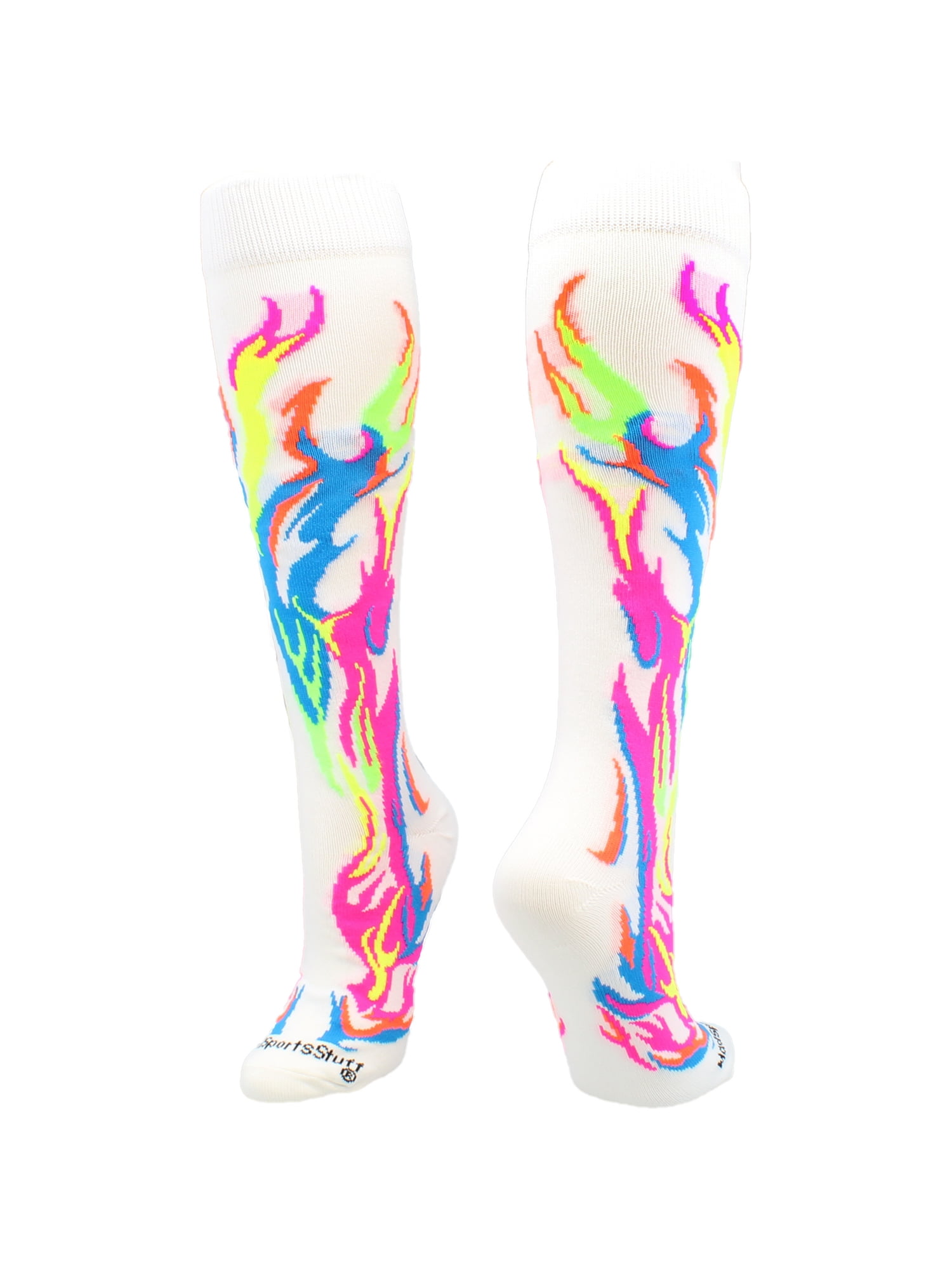 Mulit-Neon/White Over-the-Calf Flame Socks – Kids & Youth Athletic ...