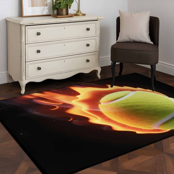 Flame Tennis Ball 4x6 Rug for Dining Table for 4 People Under Table ...