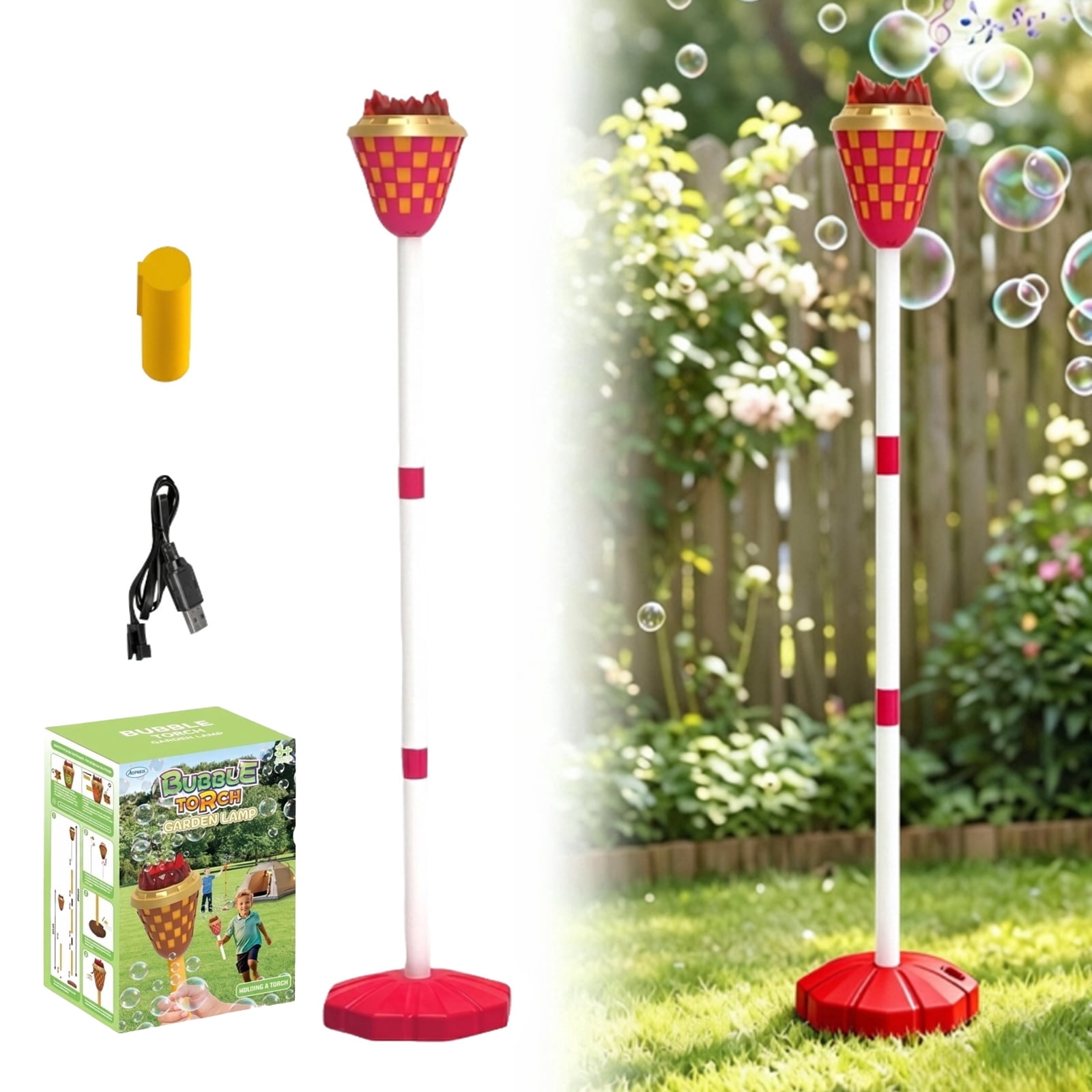 Flame Torch Rechargeable Bubble Machine for Adults, Light Up Street ...