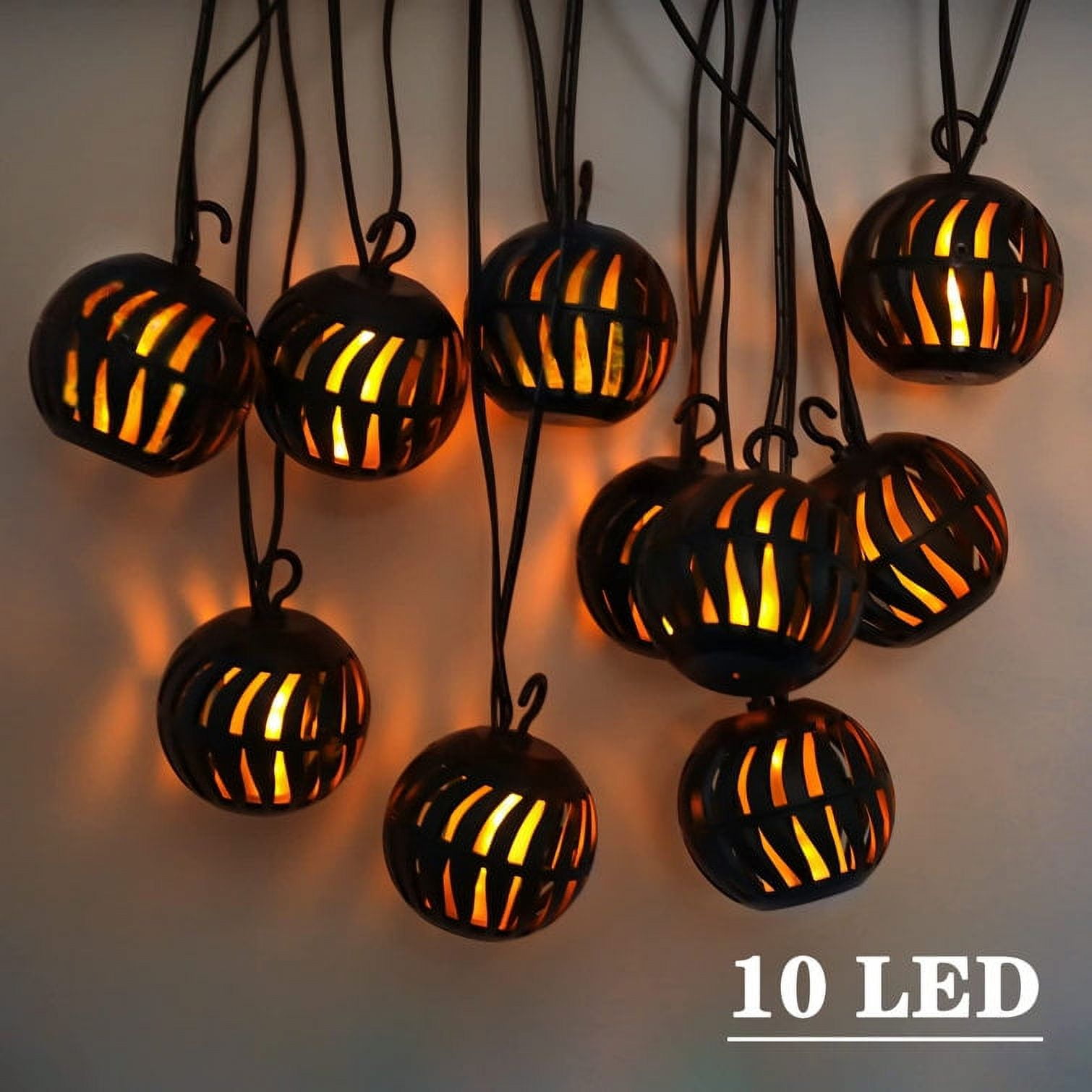 Flame Vision Solar LED Orange String Lights Flickering Flame String ...