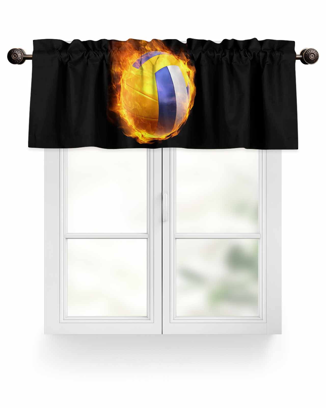 Flame Volleyball Valances for Windows Sports Black Background Abstract ...