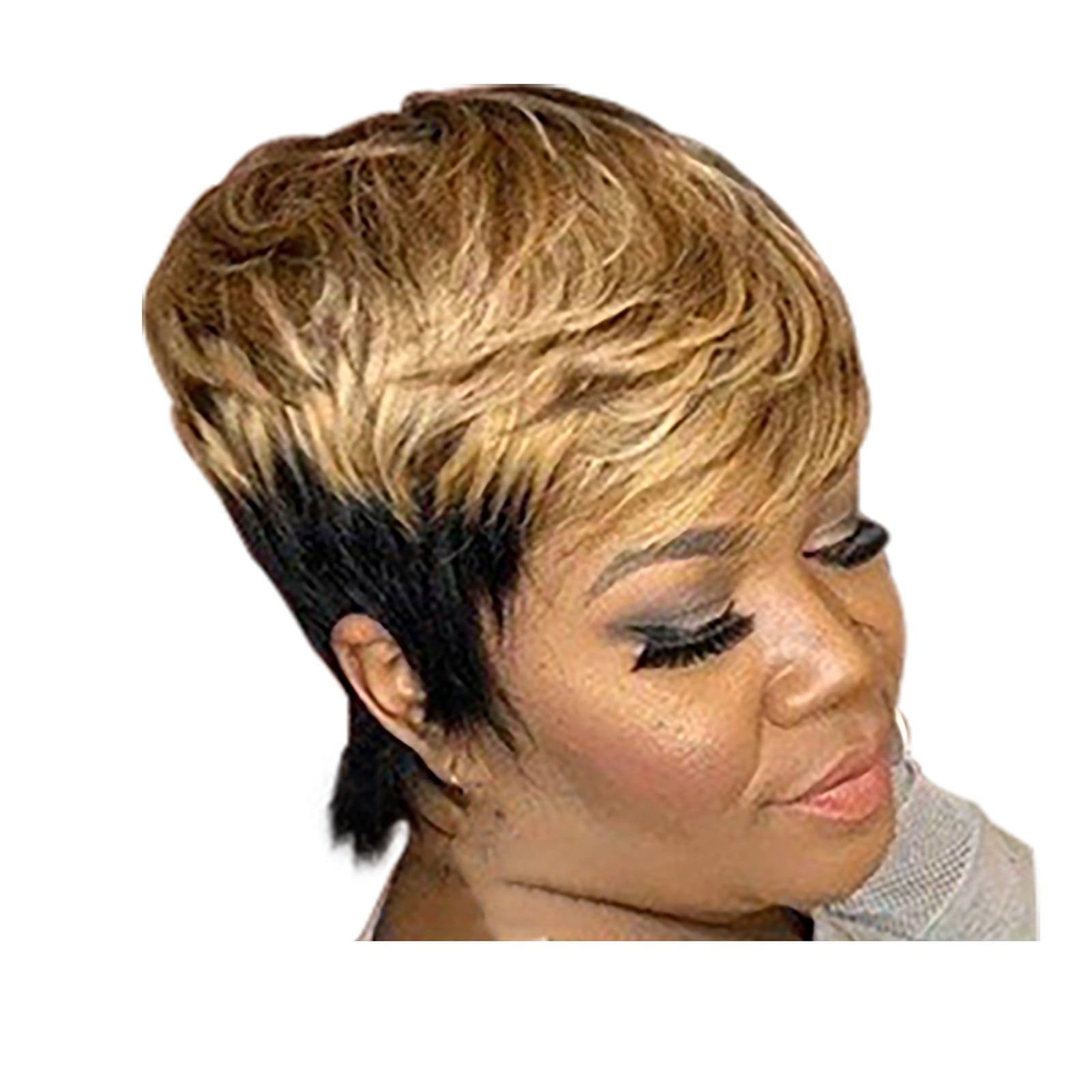 Flameee New Fiber Wig European and Wigs Women's Short Hair Partial ...