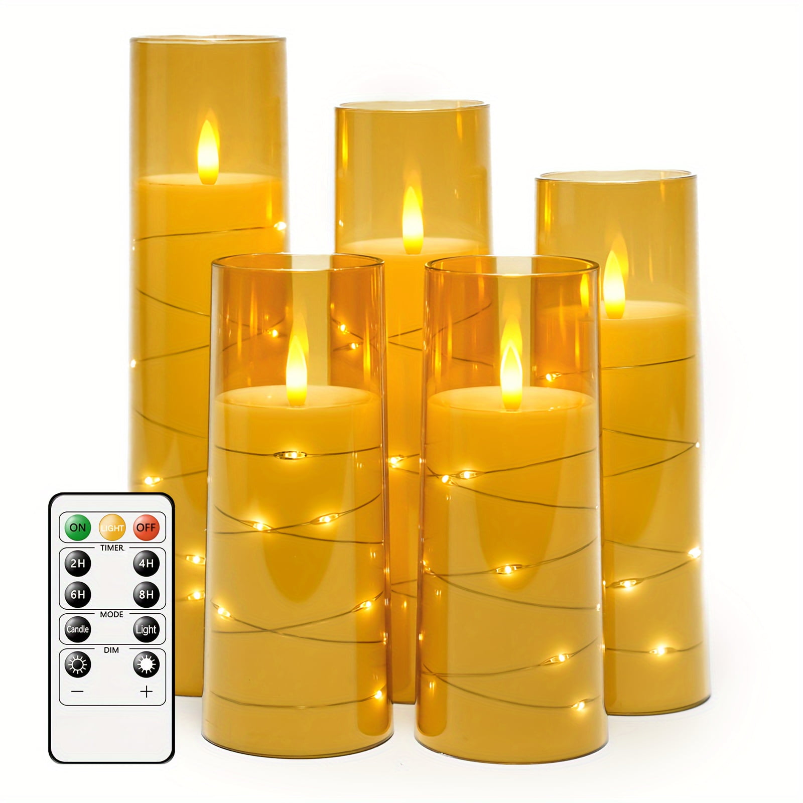 Flameless Candle Battery Powered, 5 Acrylic Flashing LED Candles With ...
